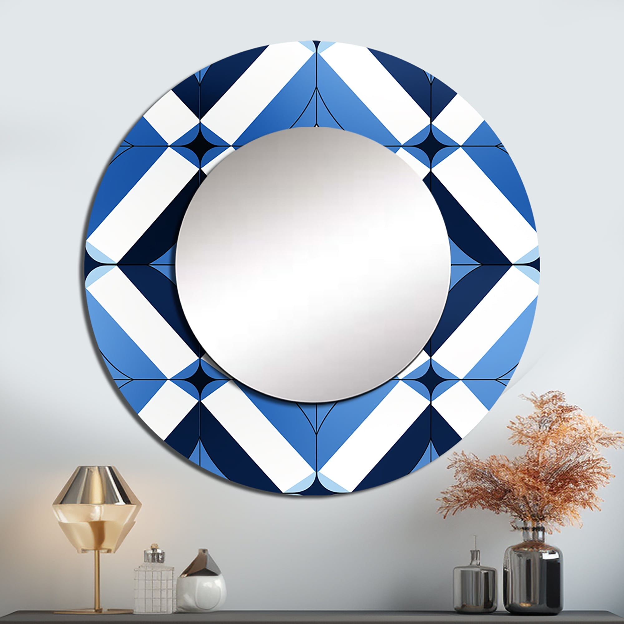 Designart "Minimalist Geometric Polygons In White And Blue" Geometric ...
