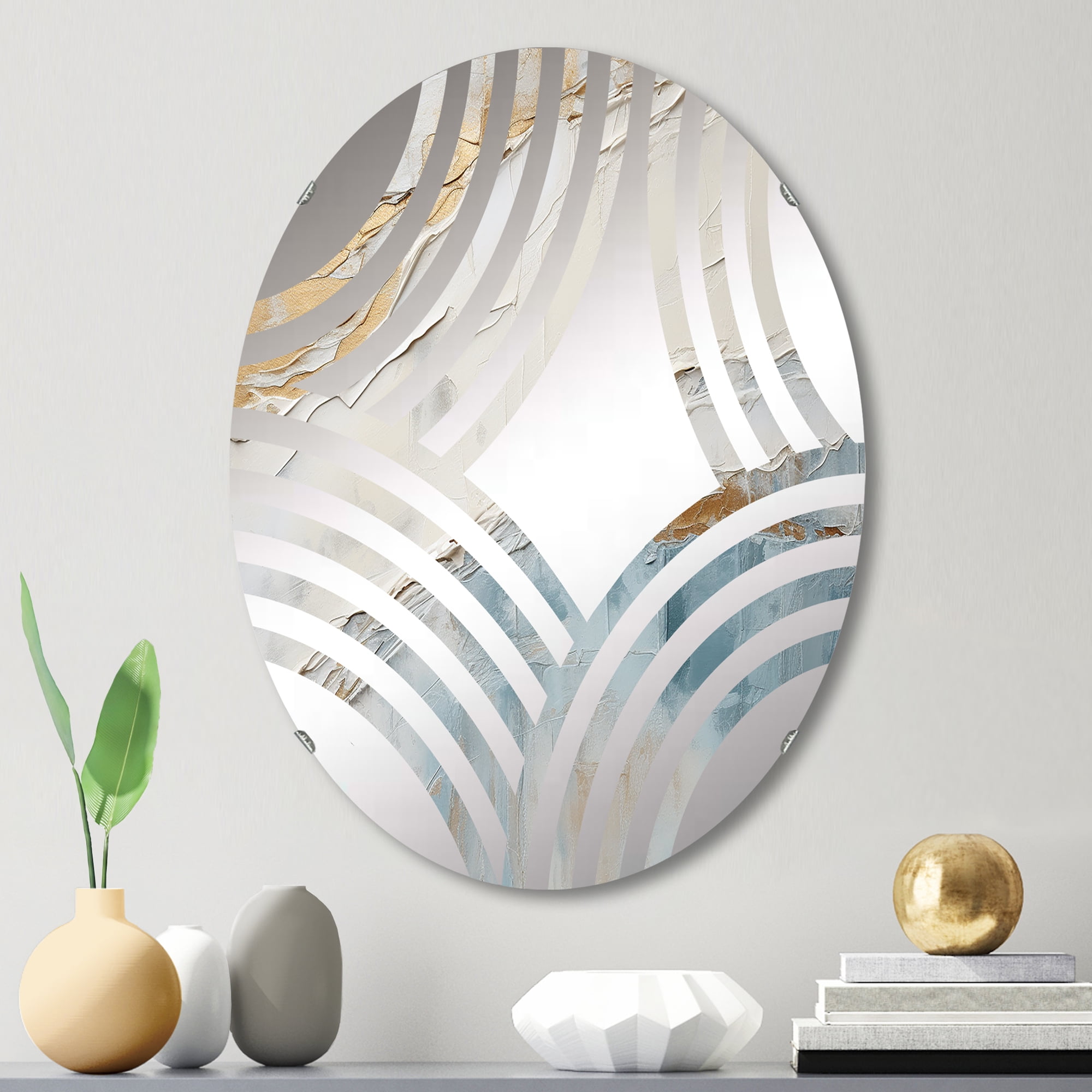 Designart "Minimalist Horizon with Beige and Grey Waves II" Coastal ...