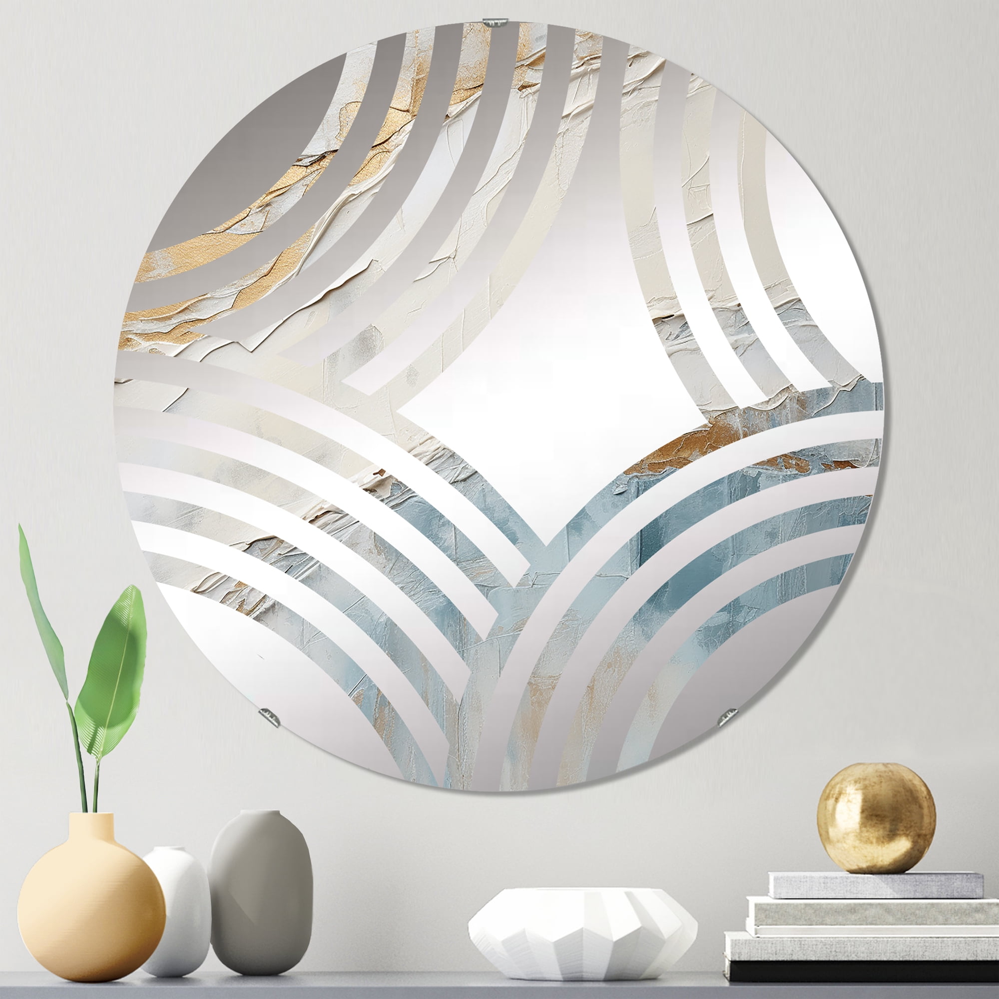 Designart "Minimalist Horizon with Beige and Grey Waves II" Coastal ...