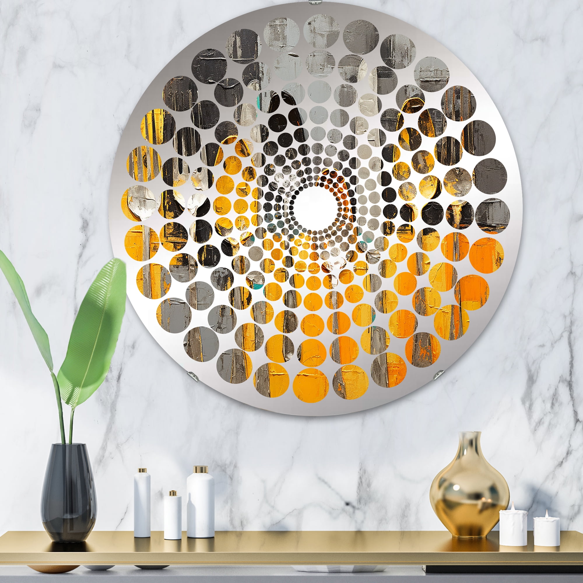 Designart "Minimalist Kitchen Utensils IV" Utensils Radial Dot Round ...