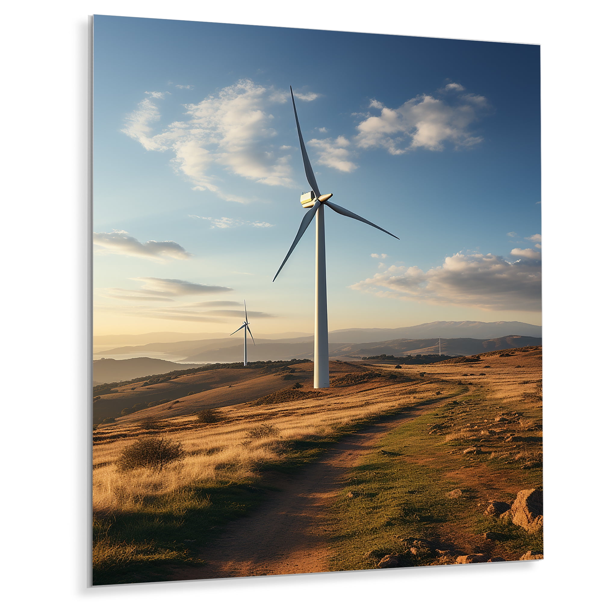 Designart "Minimalist Motion of Wind Turbines on Track III" Wind ...