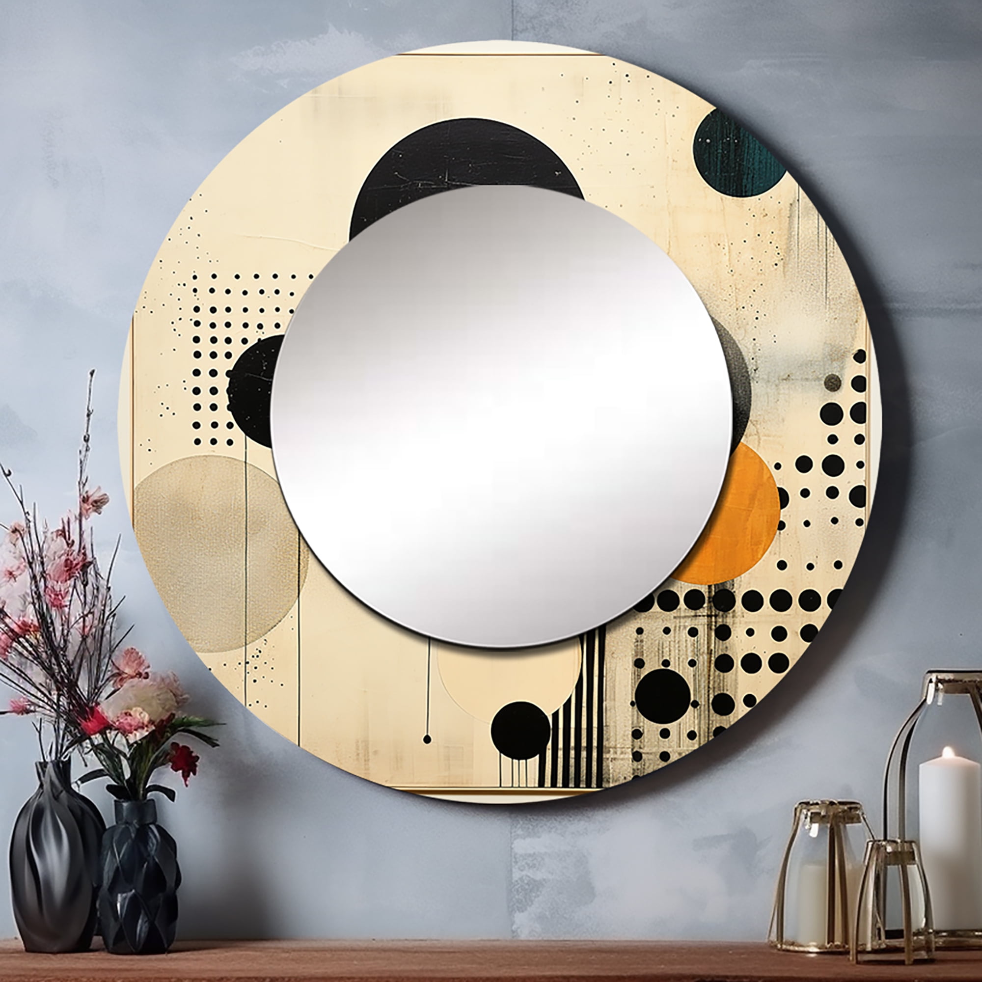 Designart "Minimalist Oasis Grey and Yellow Mid Century" Abstract ...