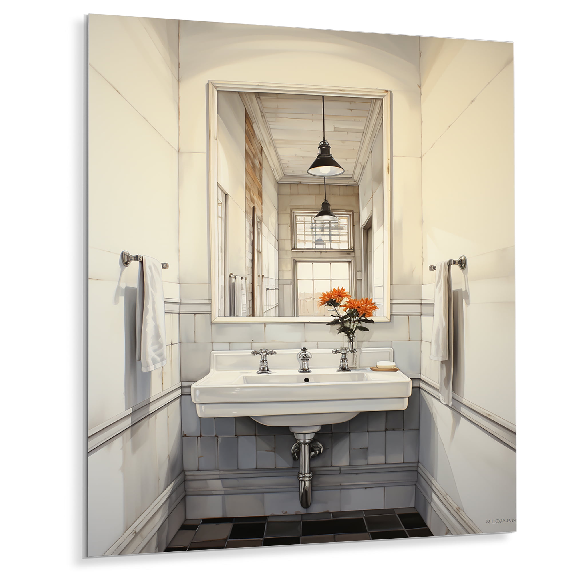 Designart "Minimalist Oasis in the Bathroom I" Bathroom Metal Wall Art ...