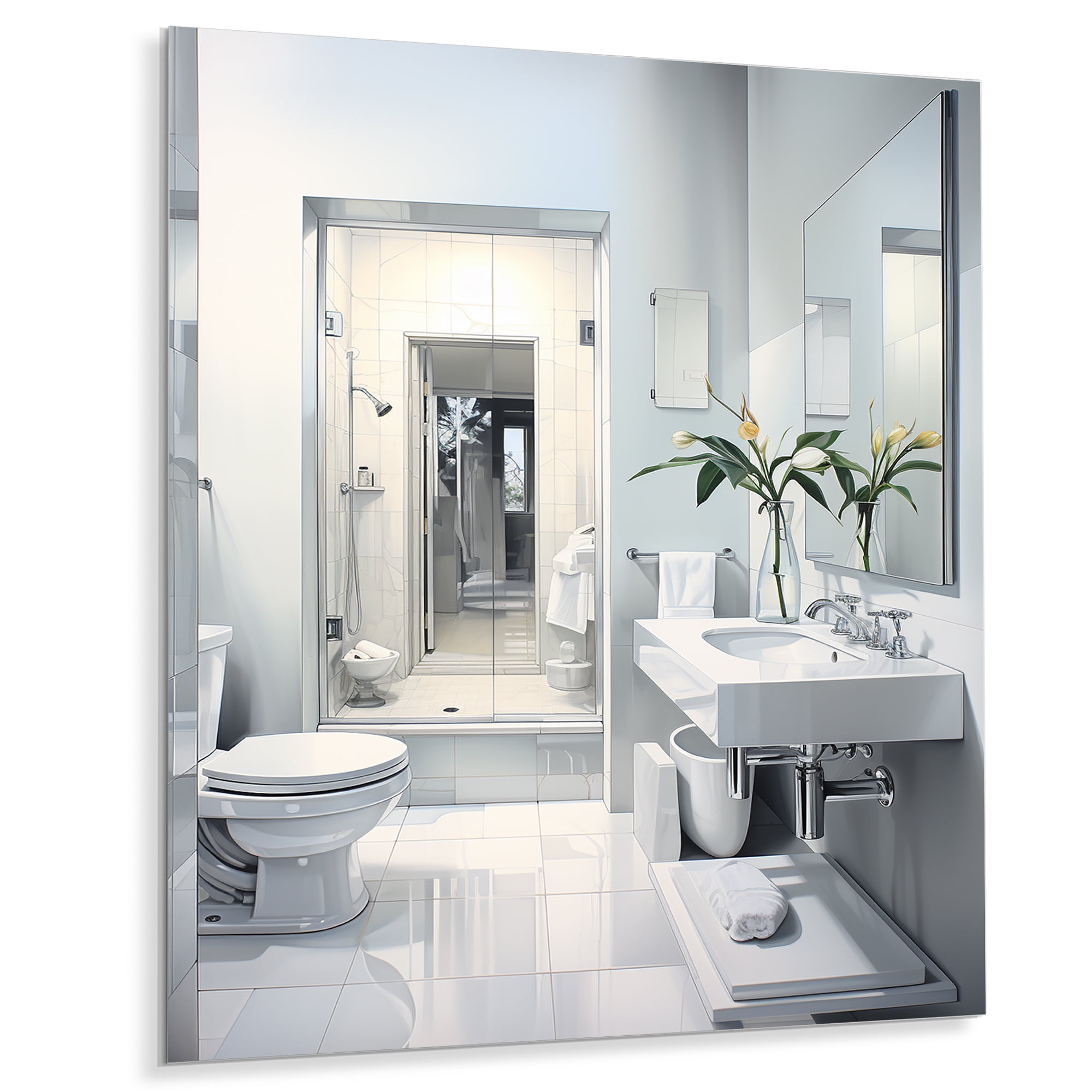 Designart "Minimalist Oasis in the Bathroom II" Bathroom Metal Wall ...