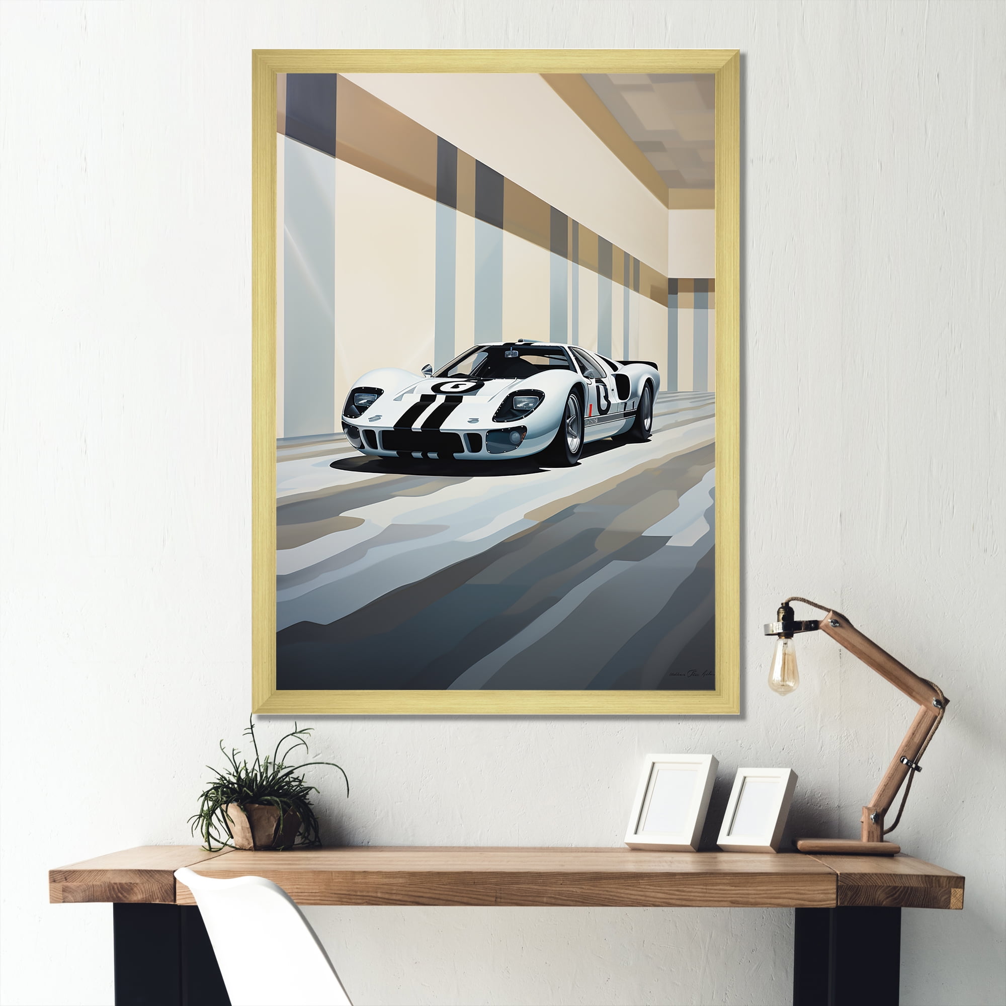 Designart "Minimalist Race Car Track for Ford in Grey and Black ...