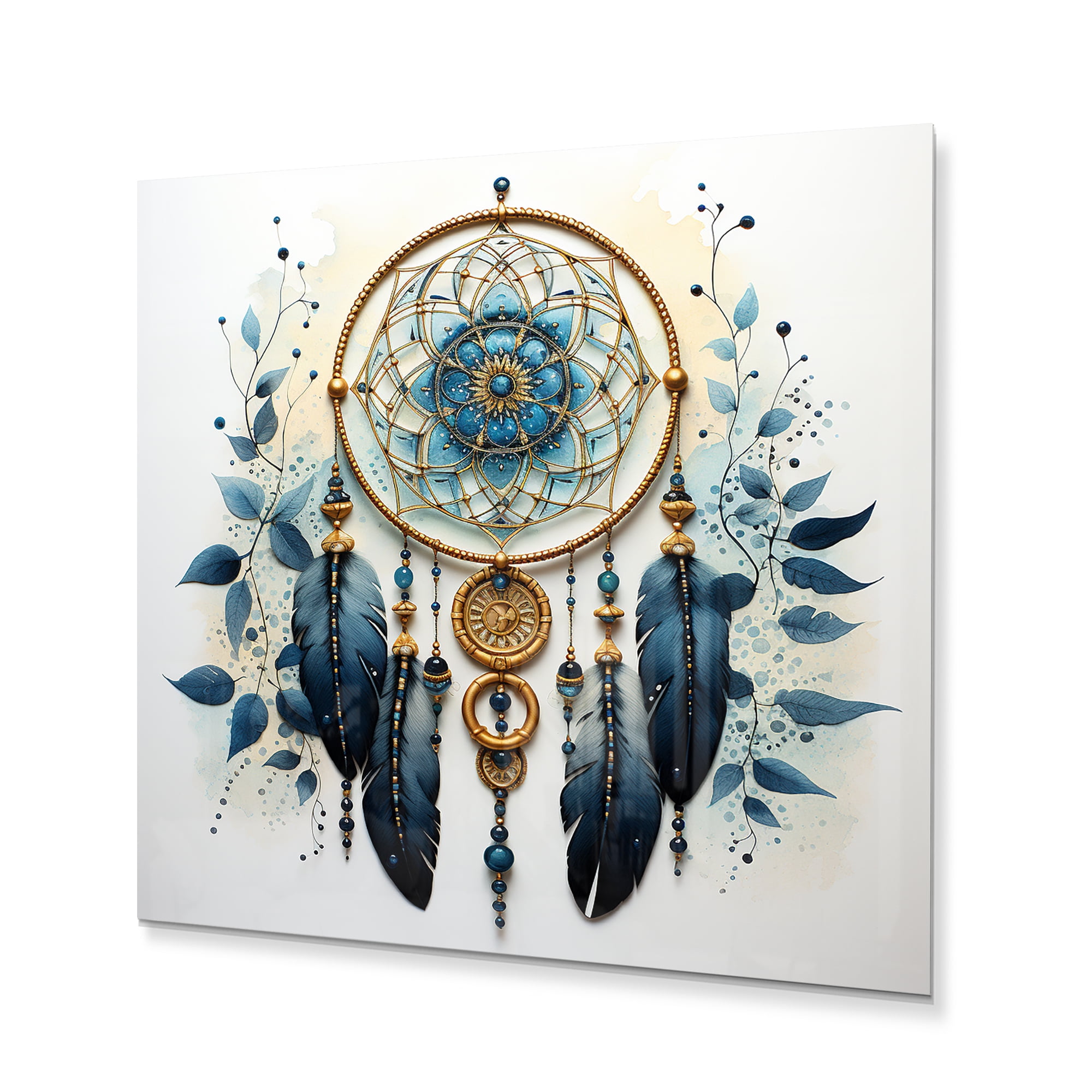 Designart "Minimalist Serenity Blue Dream Catcher I" Landscapes Metal ...