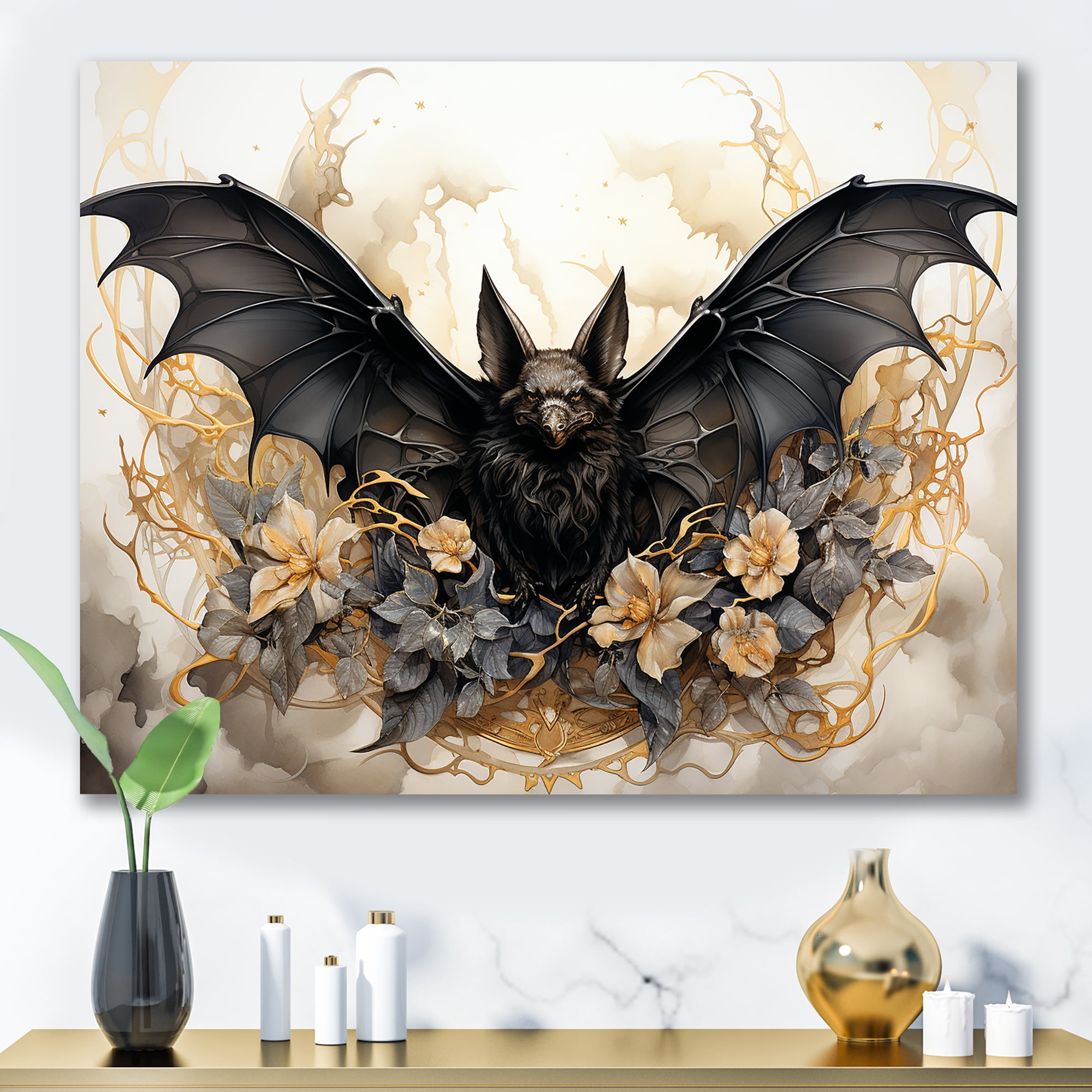 Designart "Minimalist Silhouette of Bat" Animals Wall Art - Modern ...