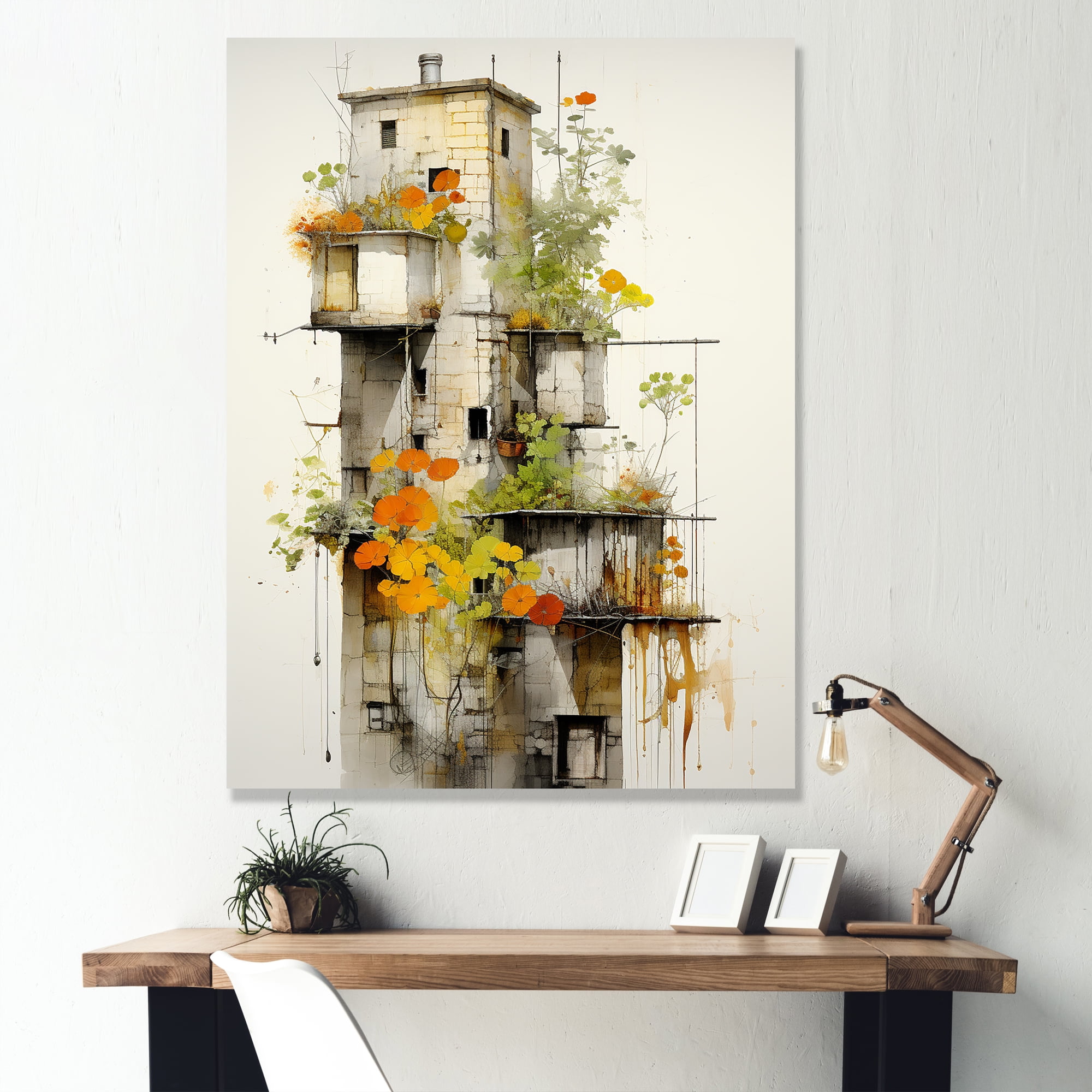 Designart "Minimalist Towers in Botanical Jungle II" Architecture ...