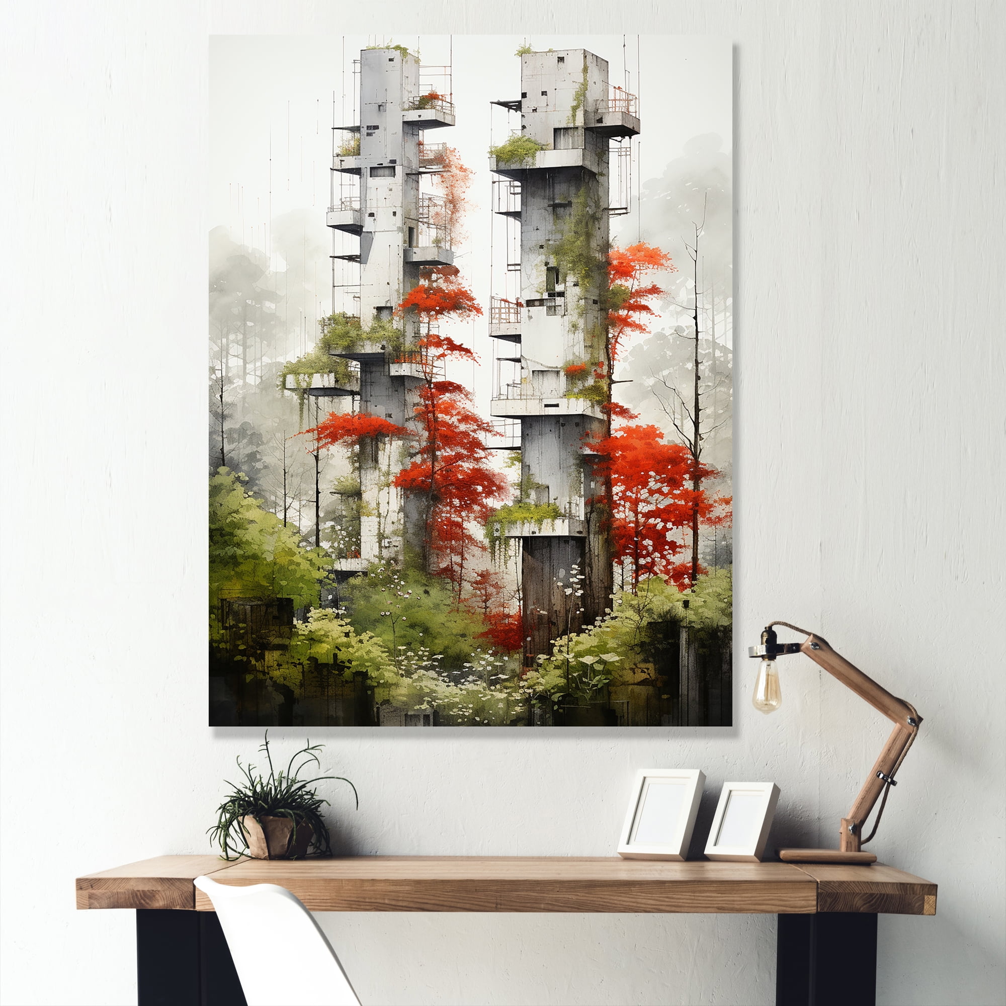 Designart "Minimalist Towers in Botanical Jungle III" Architecture ...