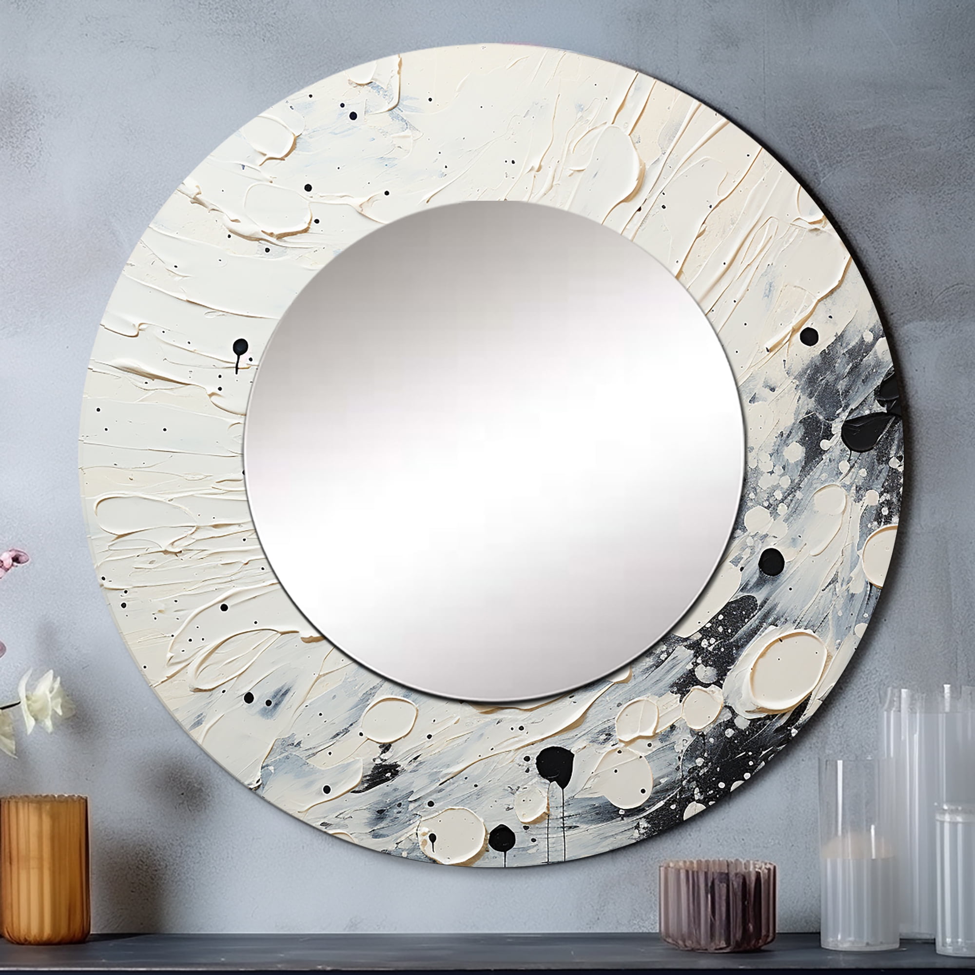 Designart "Minimalist Wave Grey and White Mid Century" Abstract ...