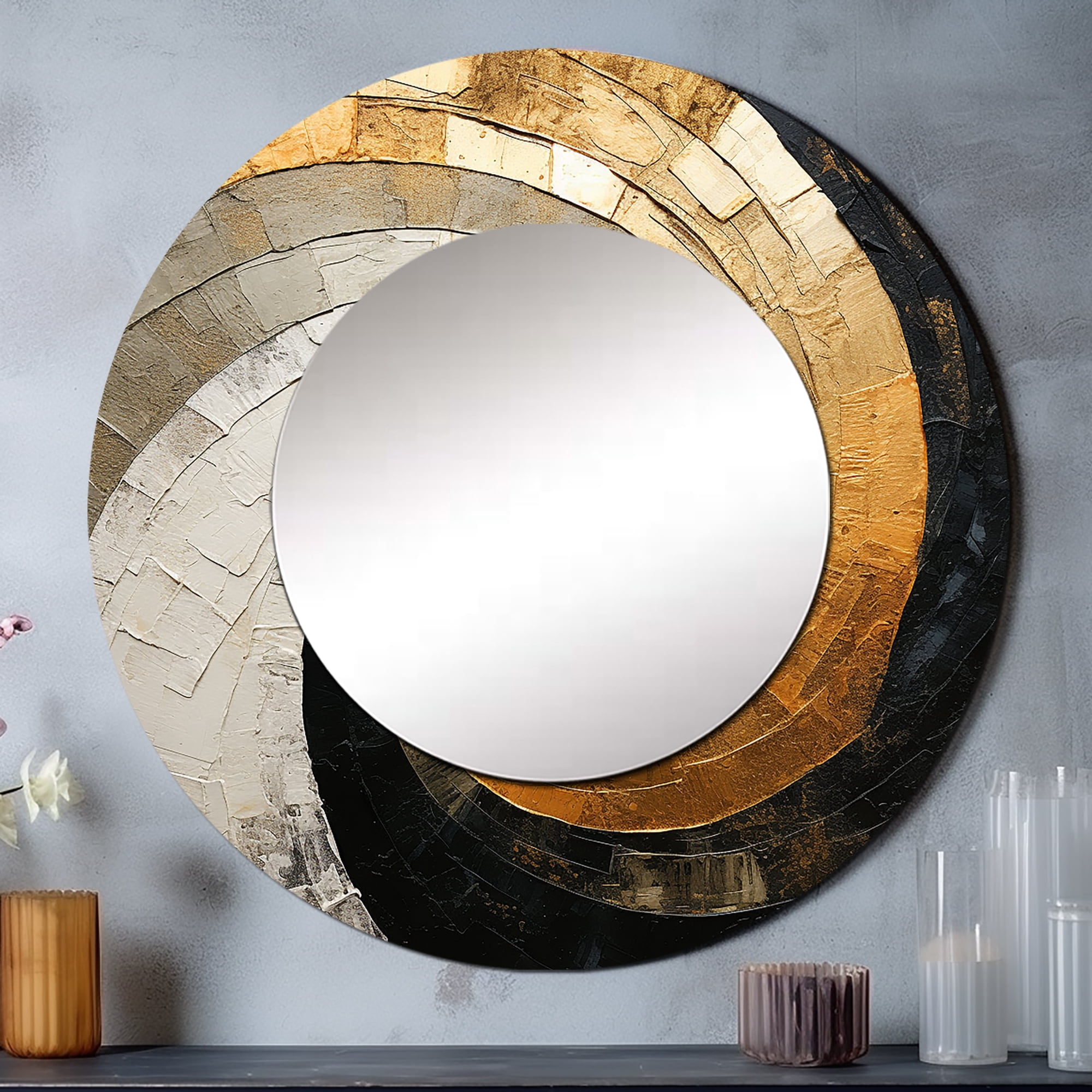 Designart "Minimalistic Beige Pottery Spirals I" Abstract Spirals Beige ...