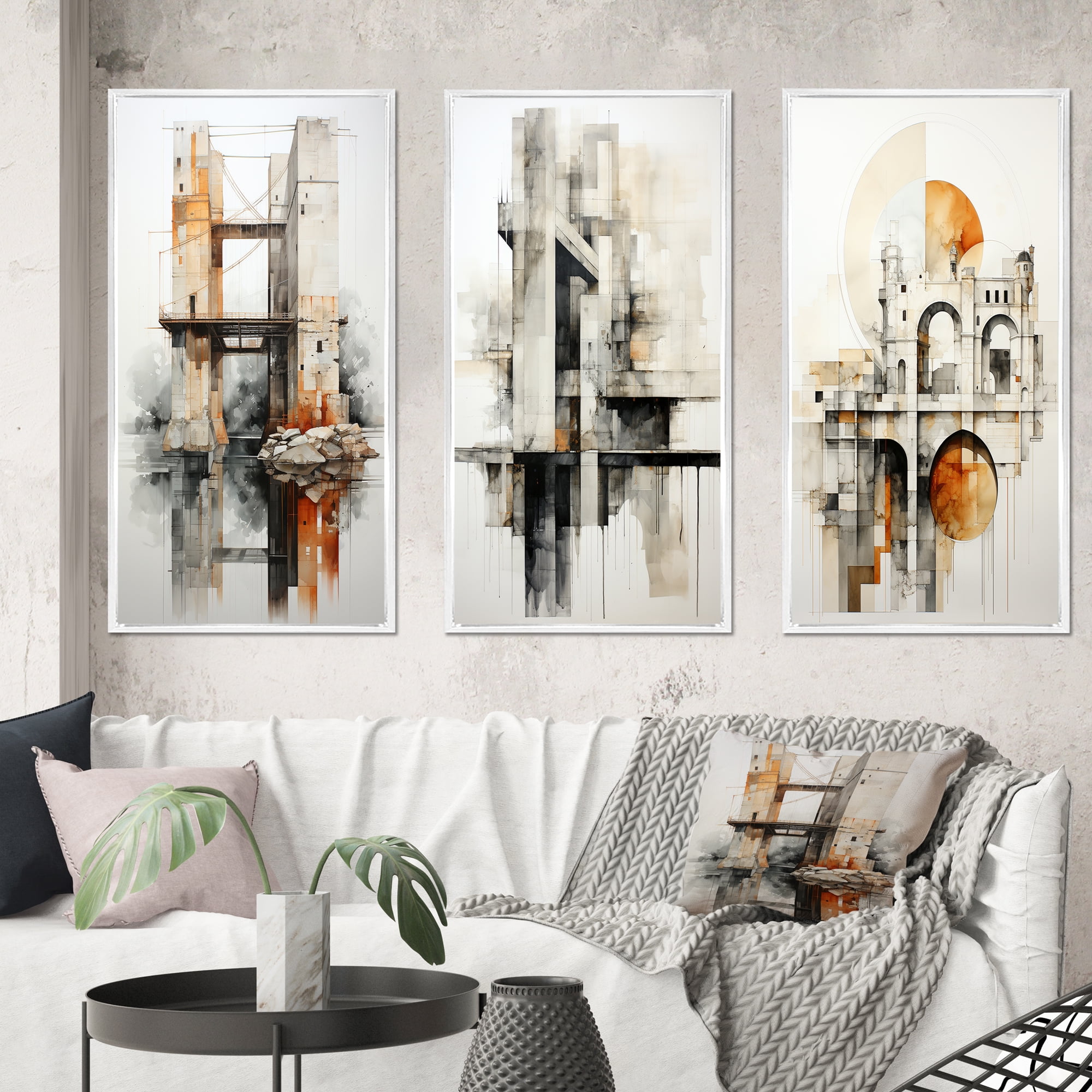 Designart "Minimalistic Connection Grey Bridge III" Cityscapes Framed ...