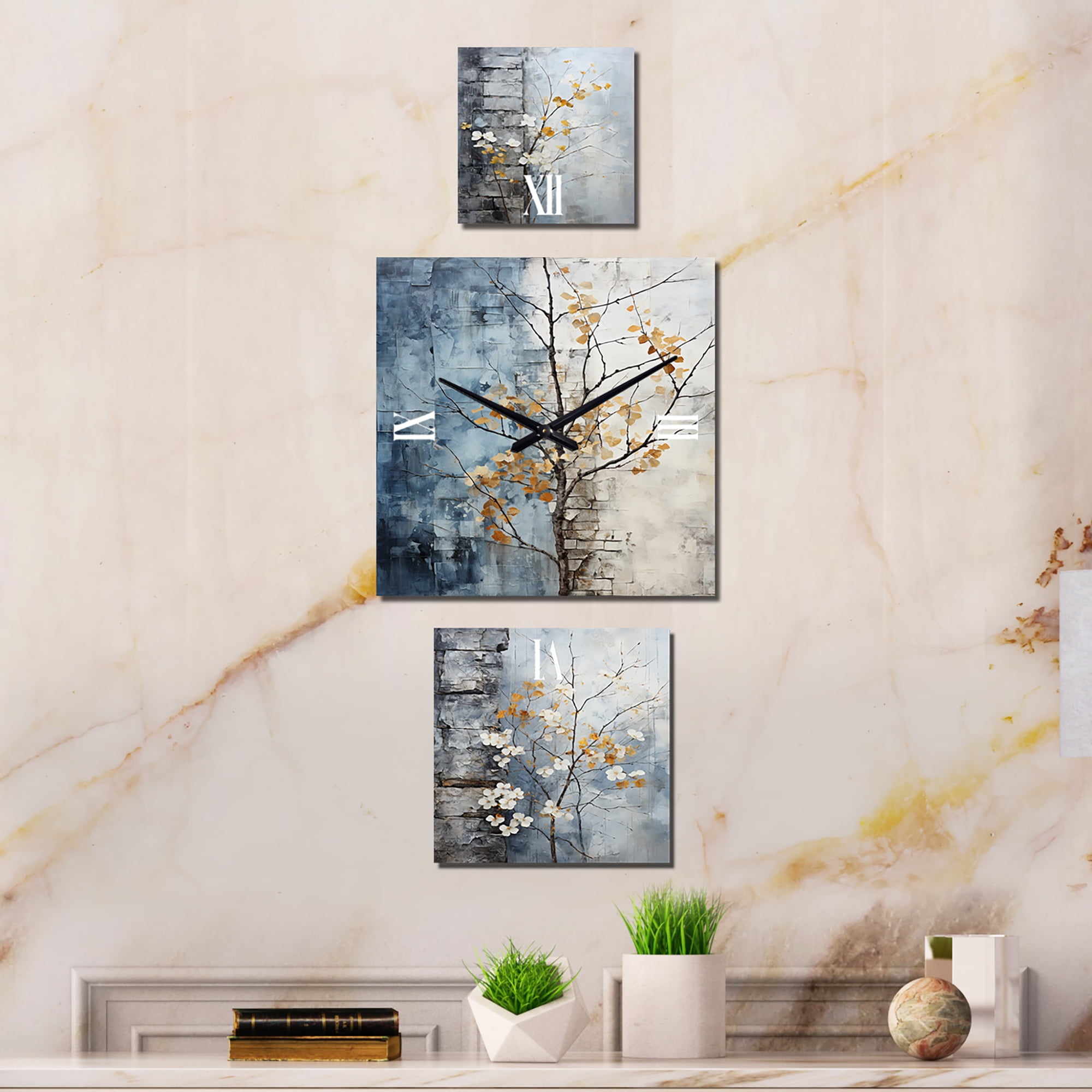 Designart "Minimalistic Granite-Colored Grape Leaves" Herbs Oversized ...