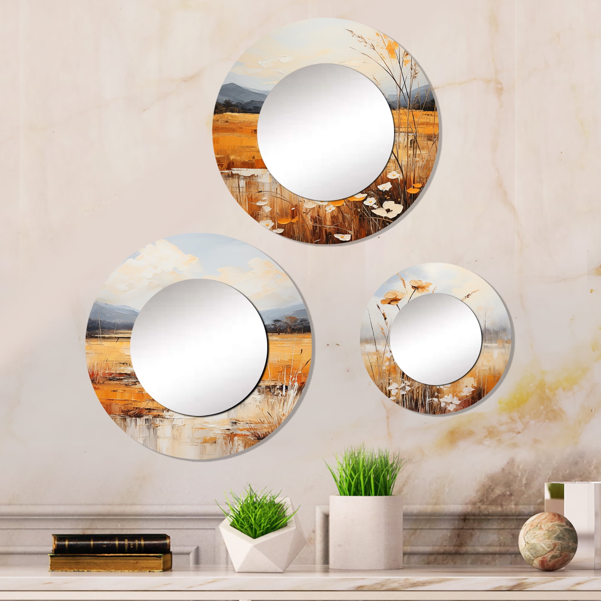 Designart "Minimalistic Infinite Fields Of Prairies" Prairies Round ...