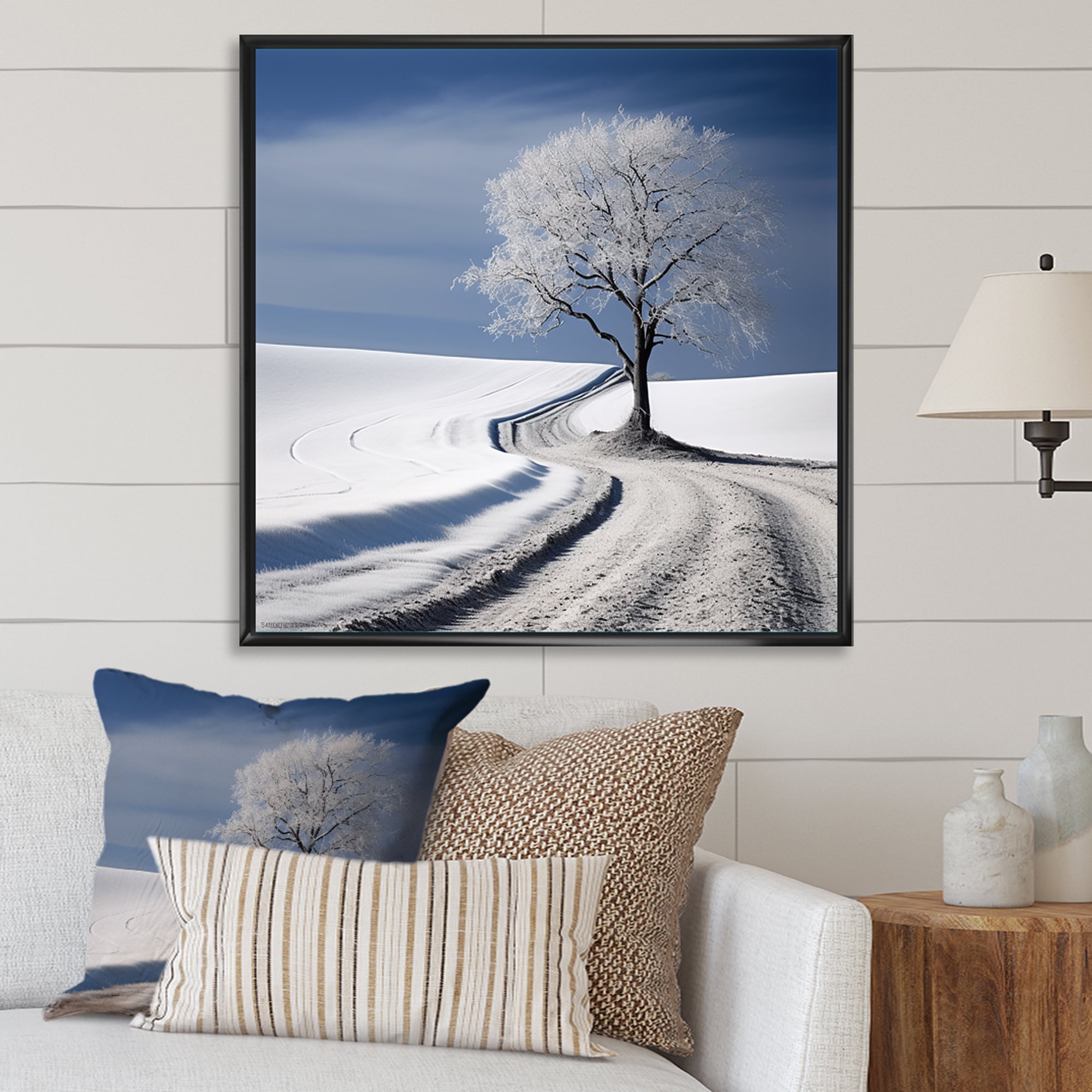 Designart "Minimalistic Winter Views IV" Winter Landscape Floater ...