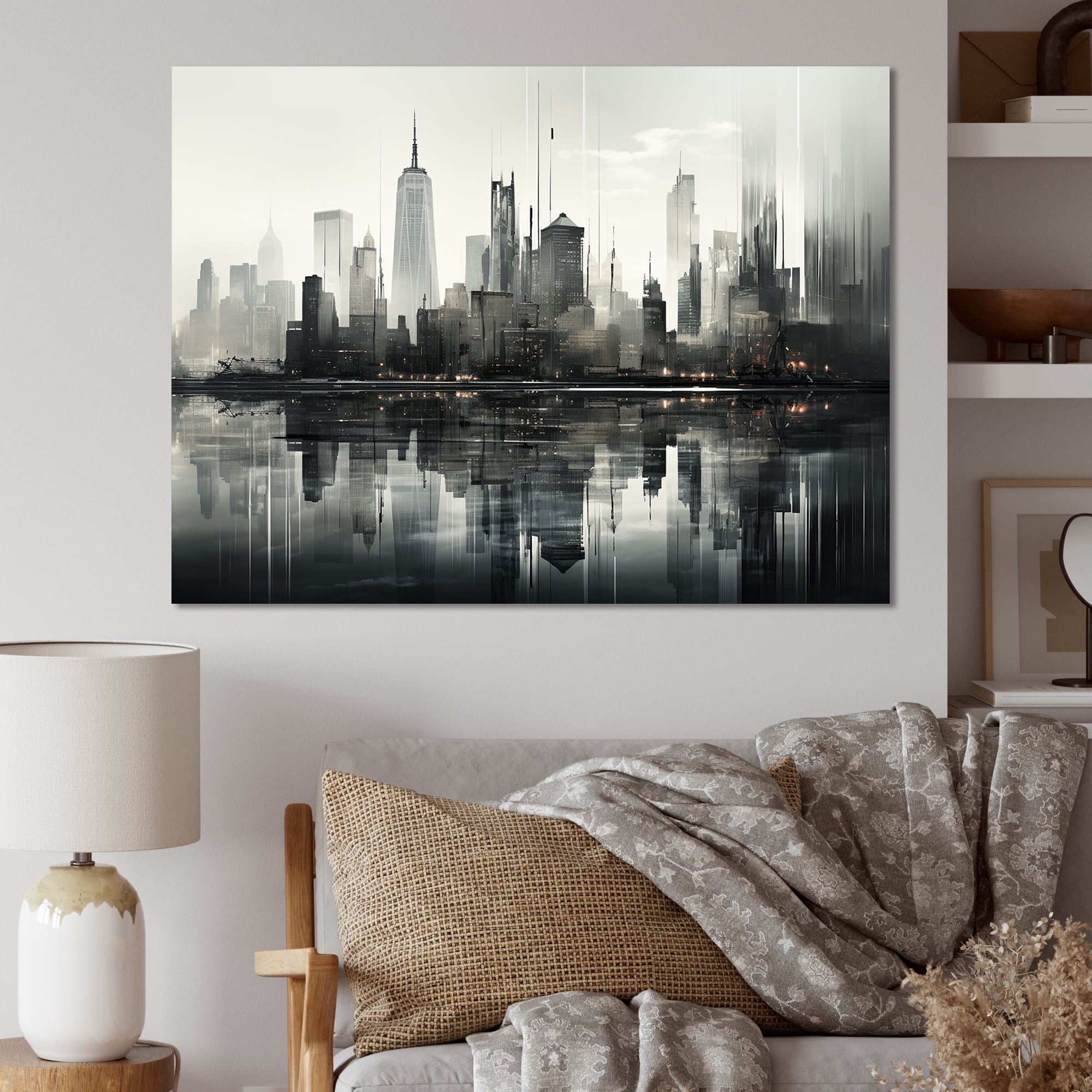 Designart "Mirage of Urban Skyscrapers I" Architecture Canvas Wall Art ...