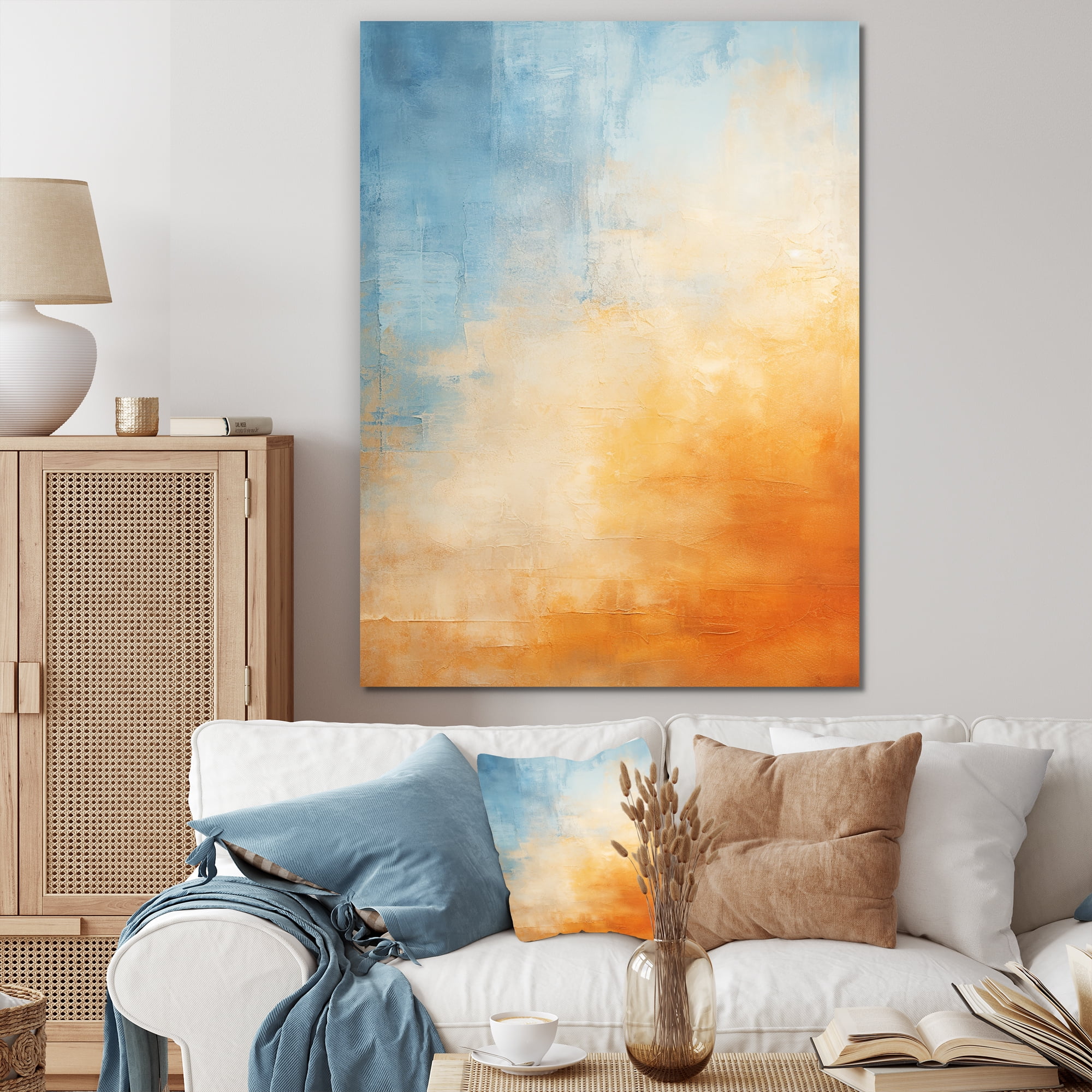 Designart "Mirage of the Desert in Blue and Orange II" Abstract Canvas ...