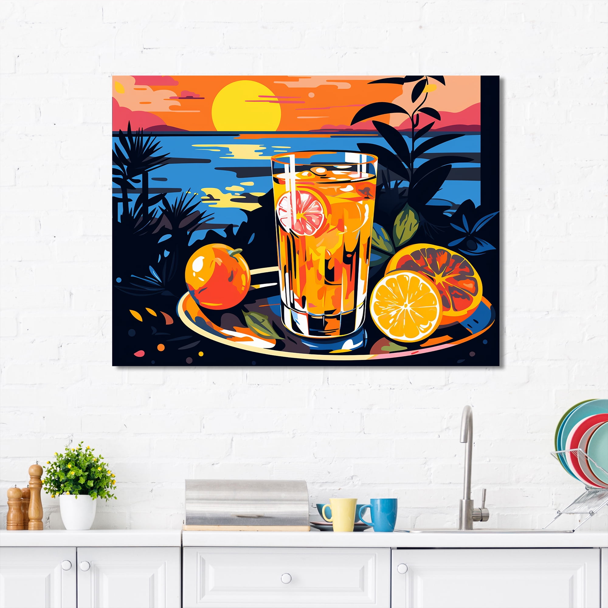 Designart "Mixology Magic Purple and Pink Sunset Cocktails II" Food ...