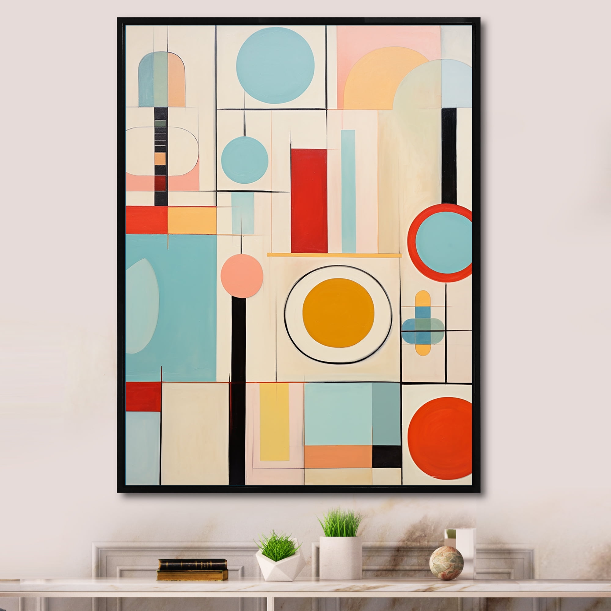 Designart "Mod Geometrics Colorful Mid Century Precision II" Abstract ...