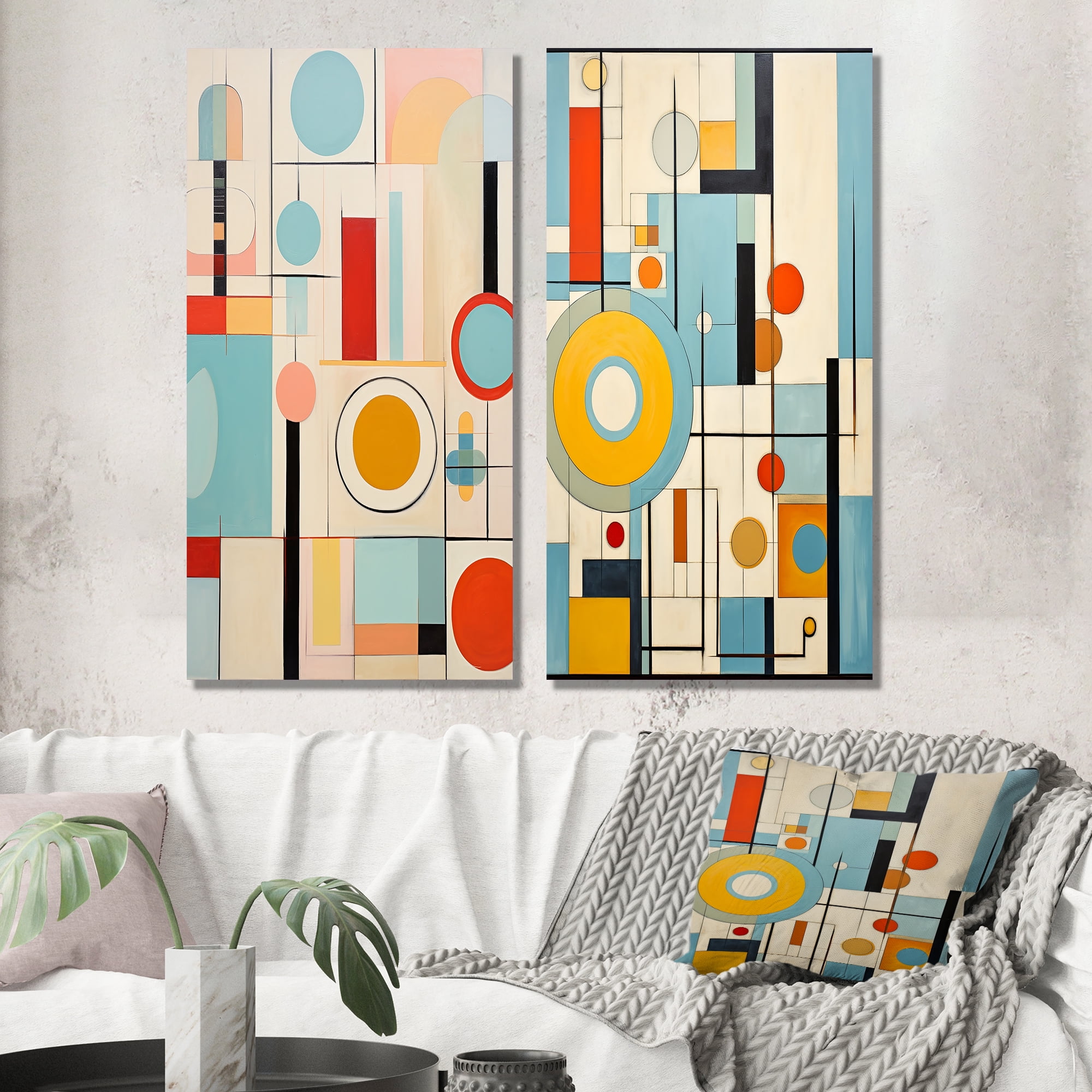 Designart "Mod Geometrics Colorful Mid Century Precision II" Abstract ...