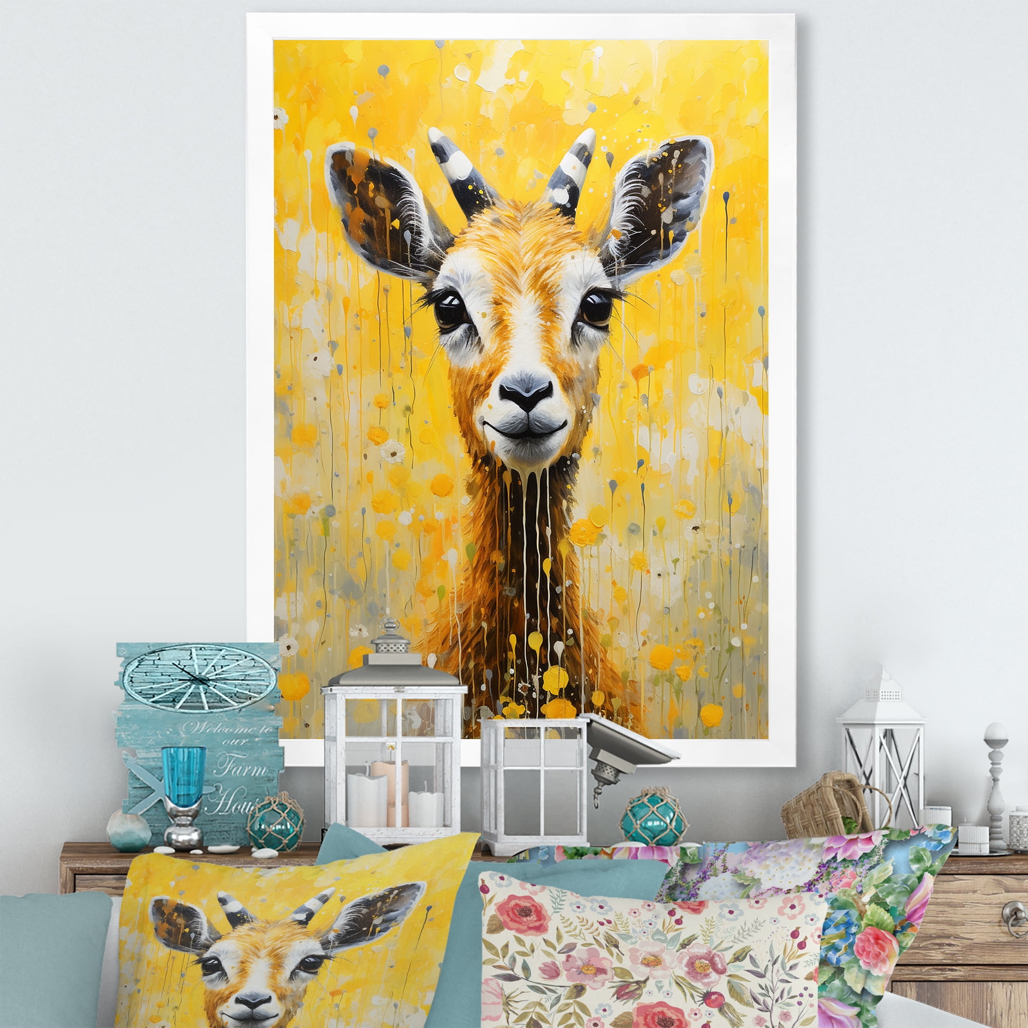 Designart "Modern Art Vibrant Caprine Likeness" Animals Goat Picture ...