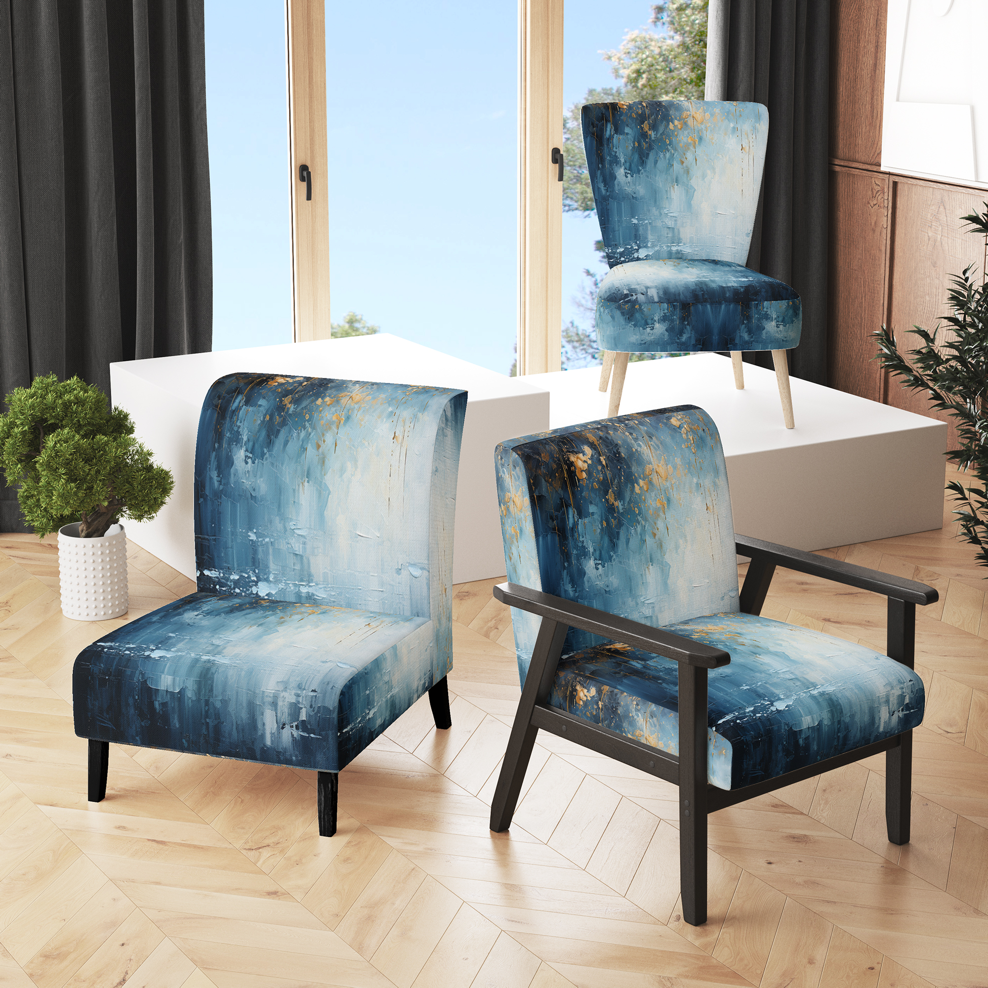 Designart "Modern Marble Pattern" Upholstered Traditional Accent Chair ...