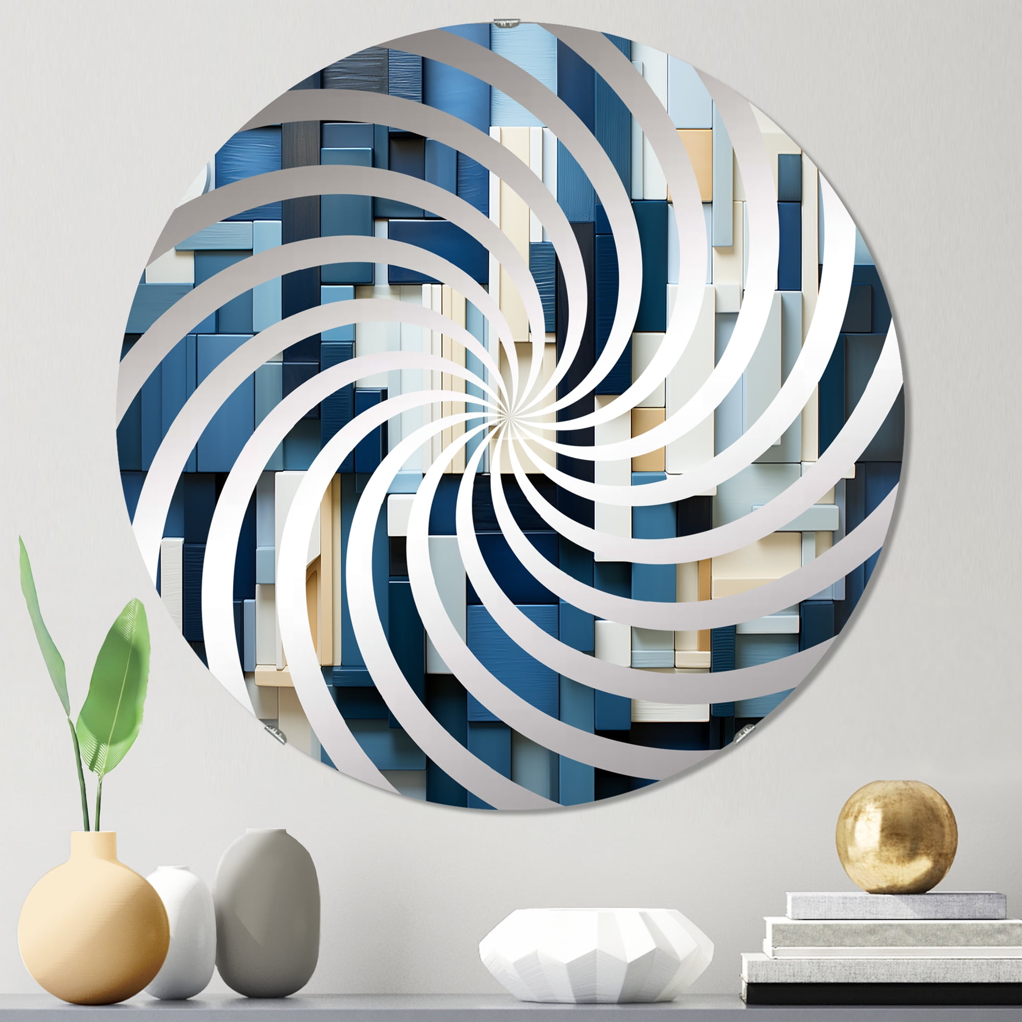 Designart "Modern Skyscrapers in Blue" Skyscrapers Vortex Round Wall ...