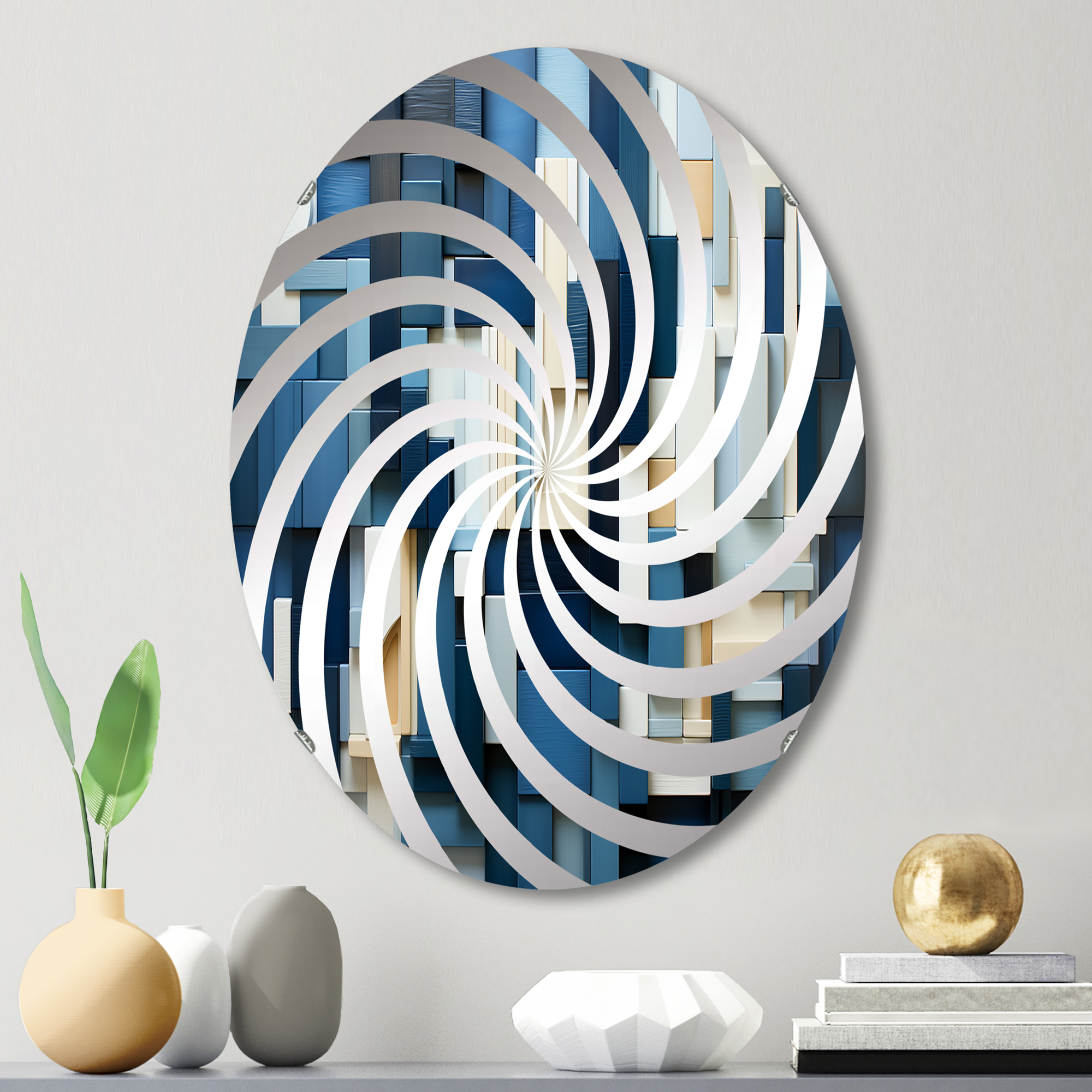 Designart "Modern Skyscrapers in Blue" Skyscrapers Vortex Round Wall ...