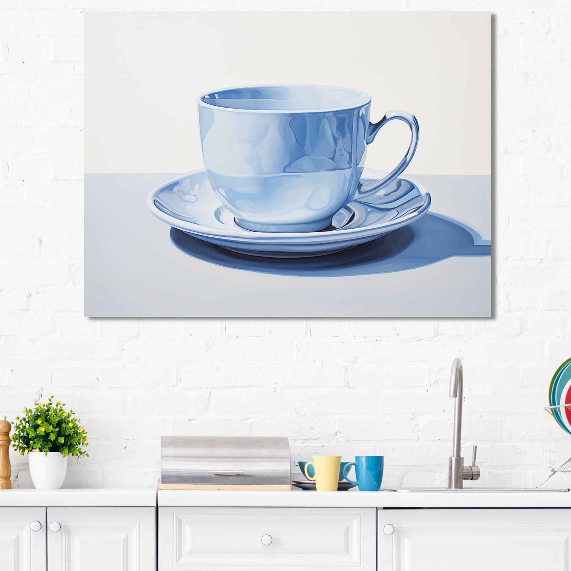 Designart "Modest Coffee Cup Design VI" Utensils Wall Art Living Room ...