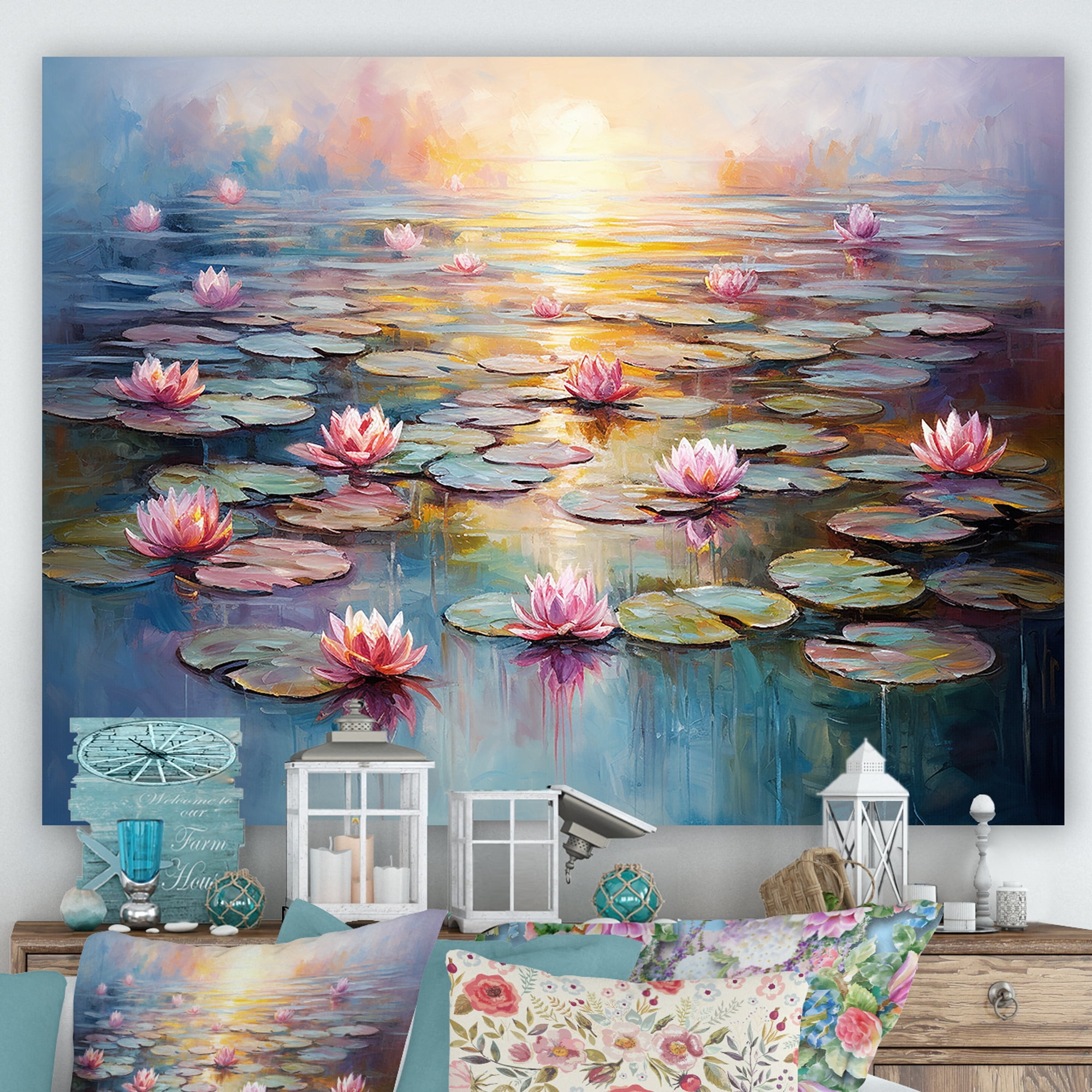 Designart "Monet's Water Lily Pond Reflections in Art I" Cottage Wall ...