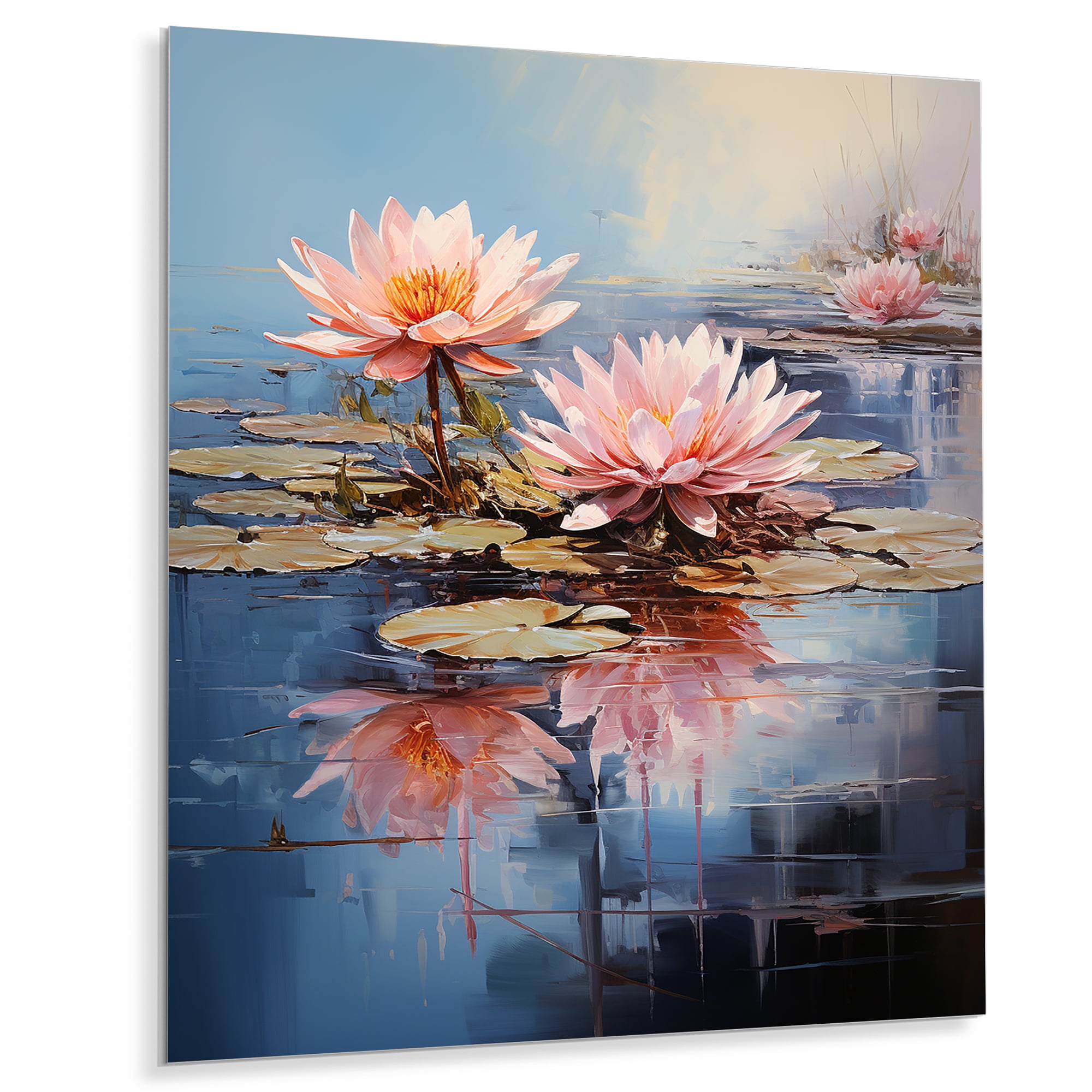 Designart "Monet s Water Lily Tribute I" Floral Metal Art Print ...
