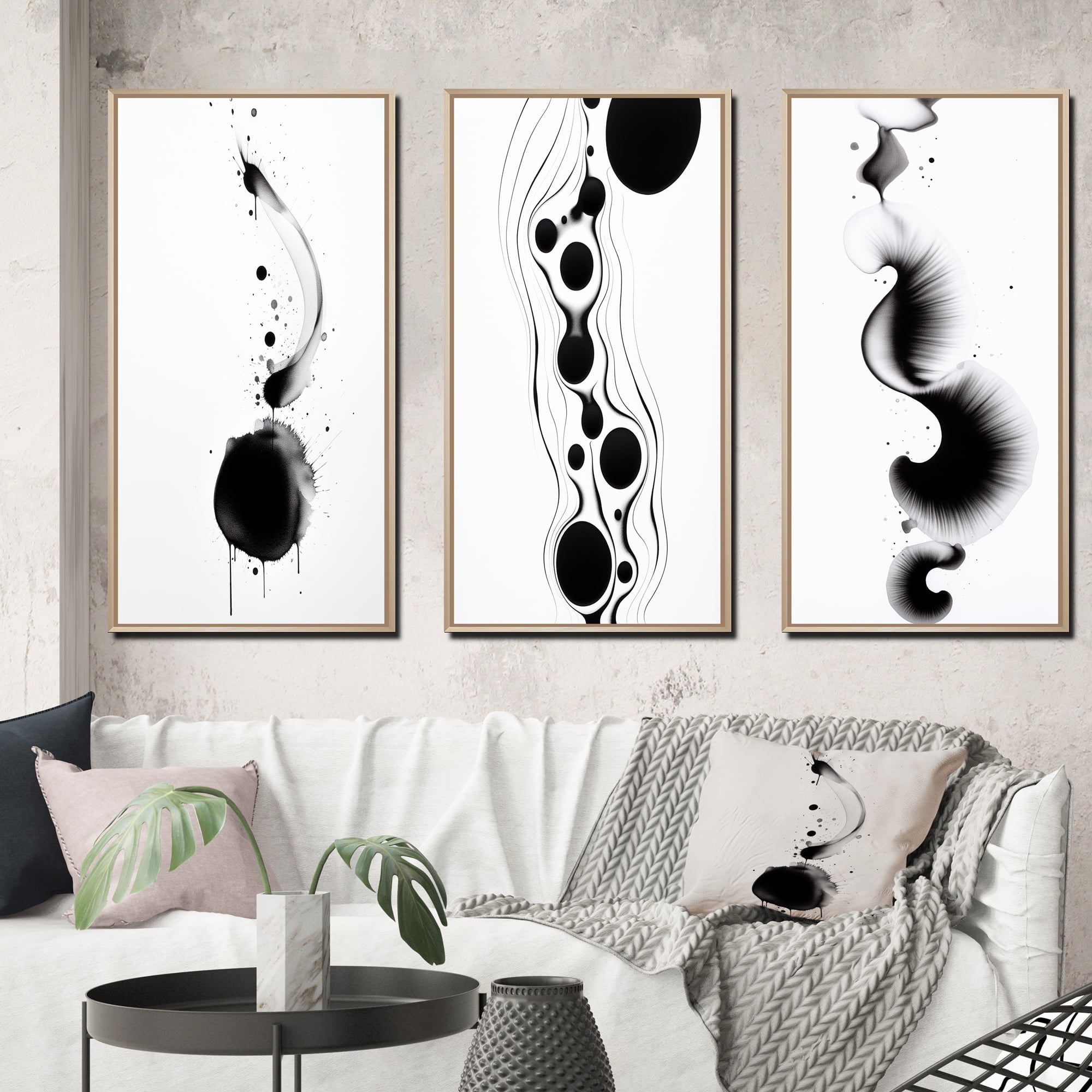 Designart "Monochromatic Harmony Subtle Ink Symphony III" Abstract ...