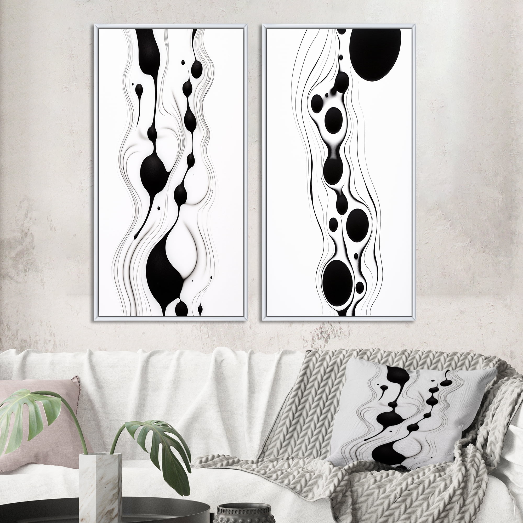 Designart "Monochromatic Harmony Subtle Ink Symphony VII" Abstract ...