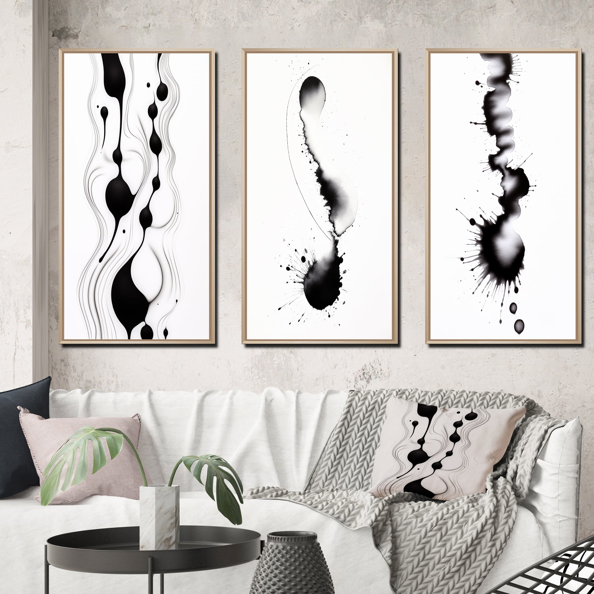 Designart "Monochromatic Harmony Subtle Ink Symphony VII" Abstract ...