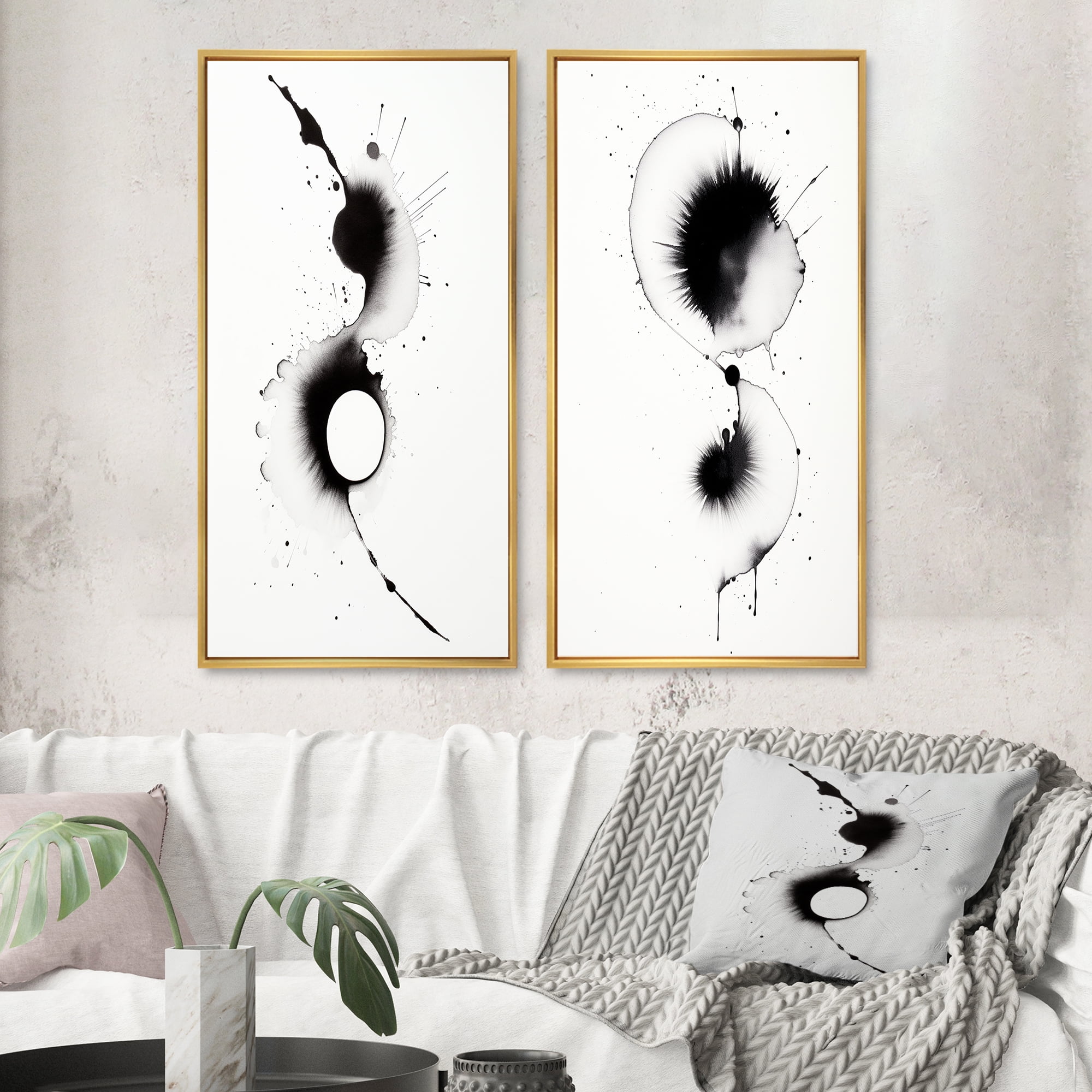Designart "Monochromatic Harmony Subtle Ink Symphony VIII" Abstract ...