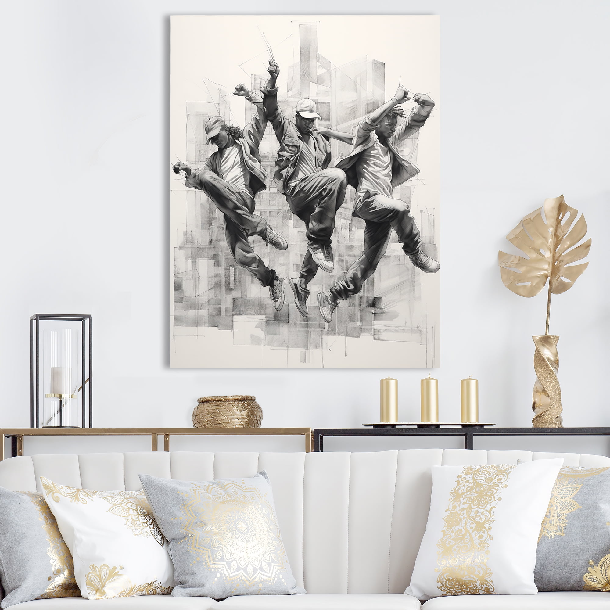 Designart "Monochromatic Hip Hop Dance II" Dance Wall Art Living Room ...