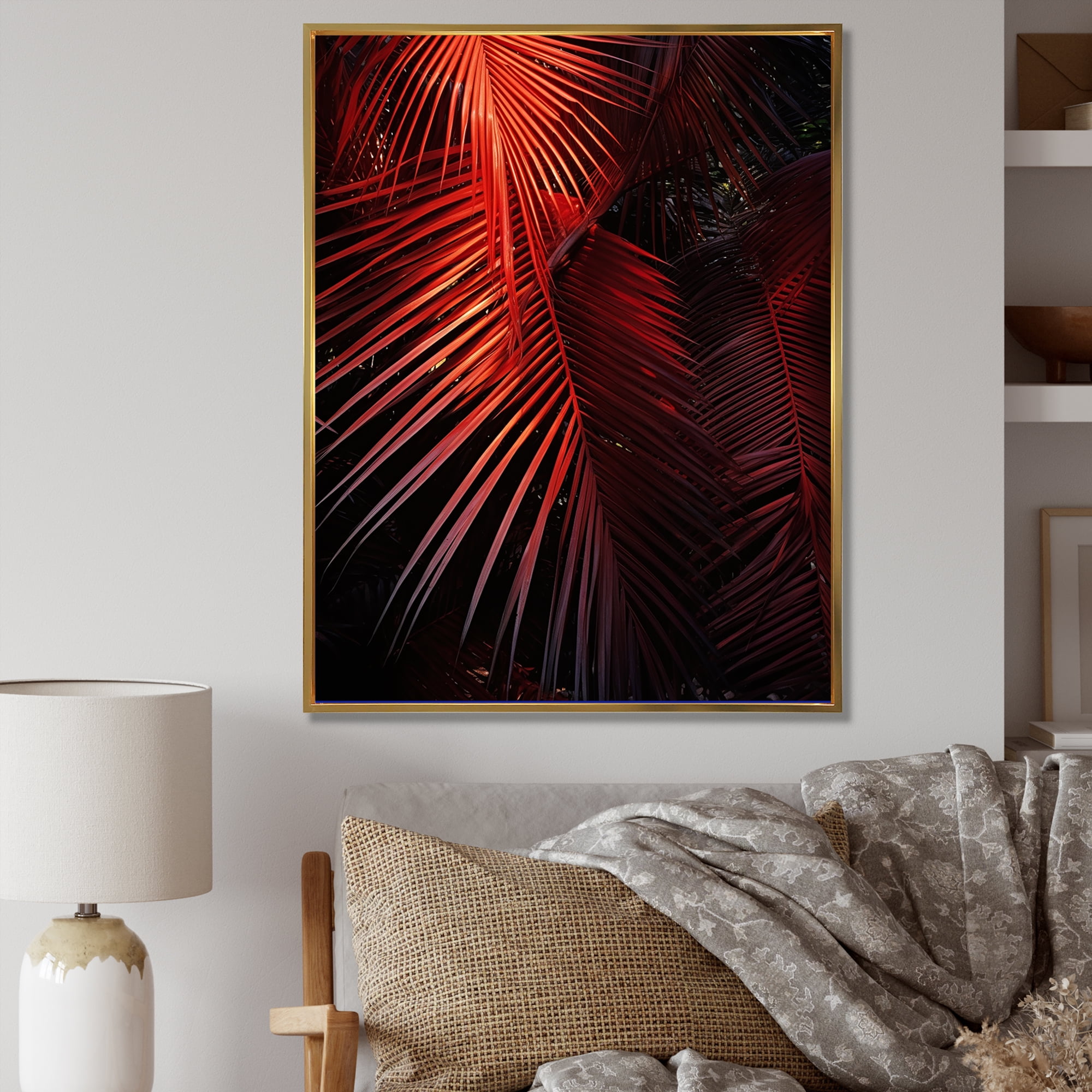 Designart "Monochromatic Photo Of Red Palm Trees I" Palms & Palm Trees ...