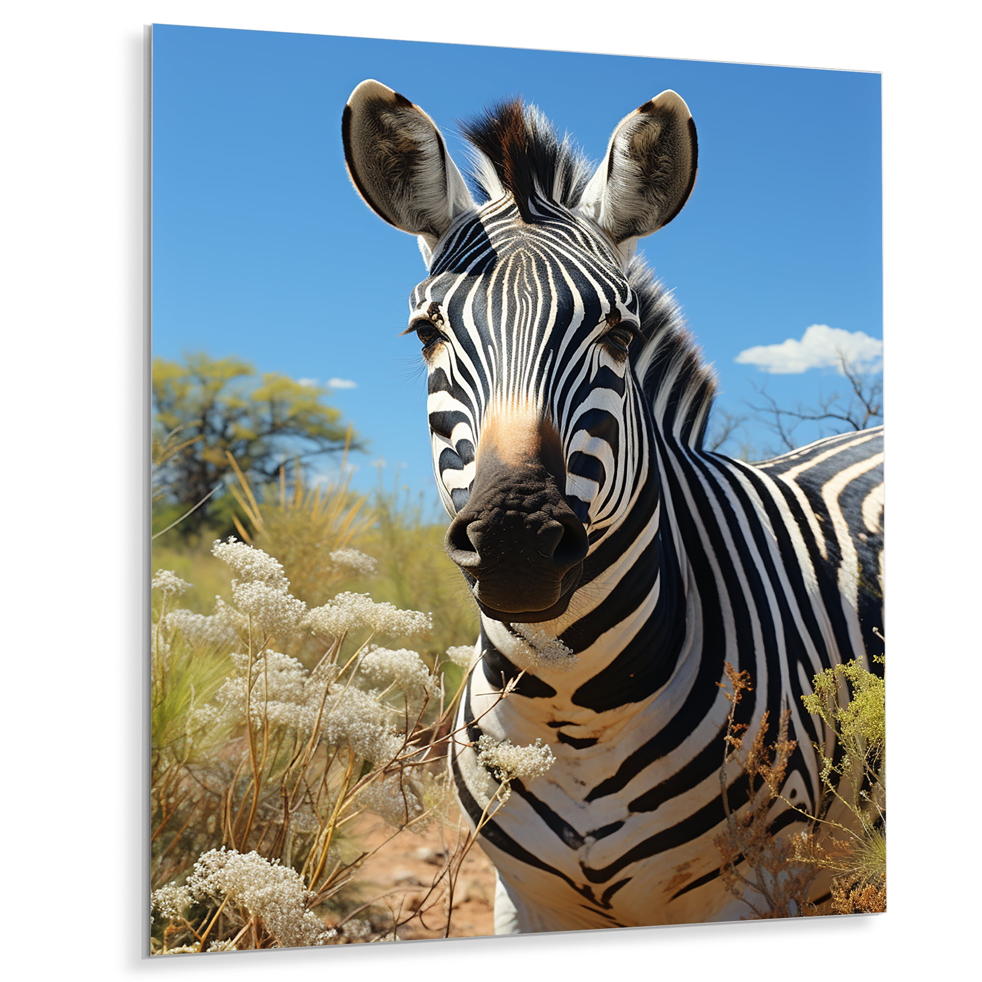 Designart "Monochromatic Portrait of a Zebra I" Animals Zebra Metal Art ...