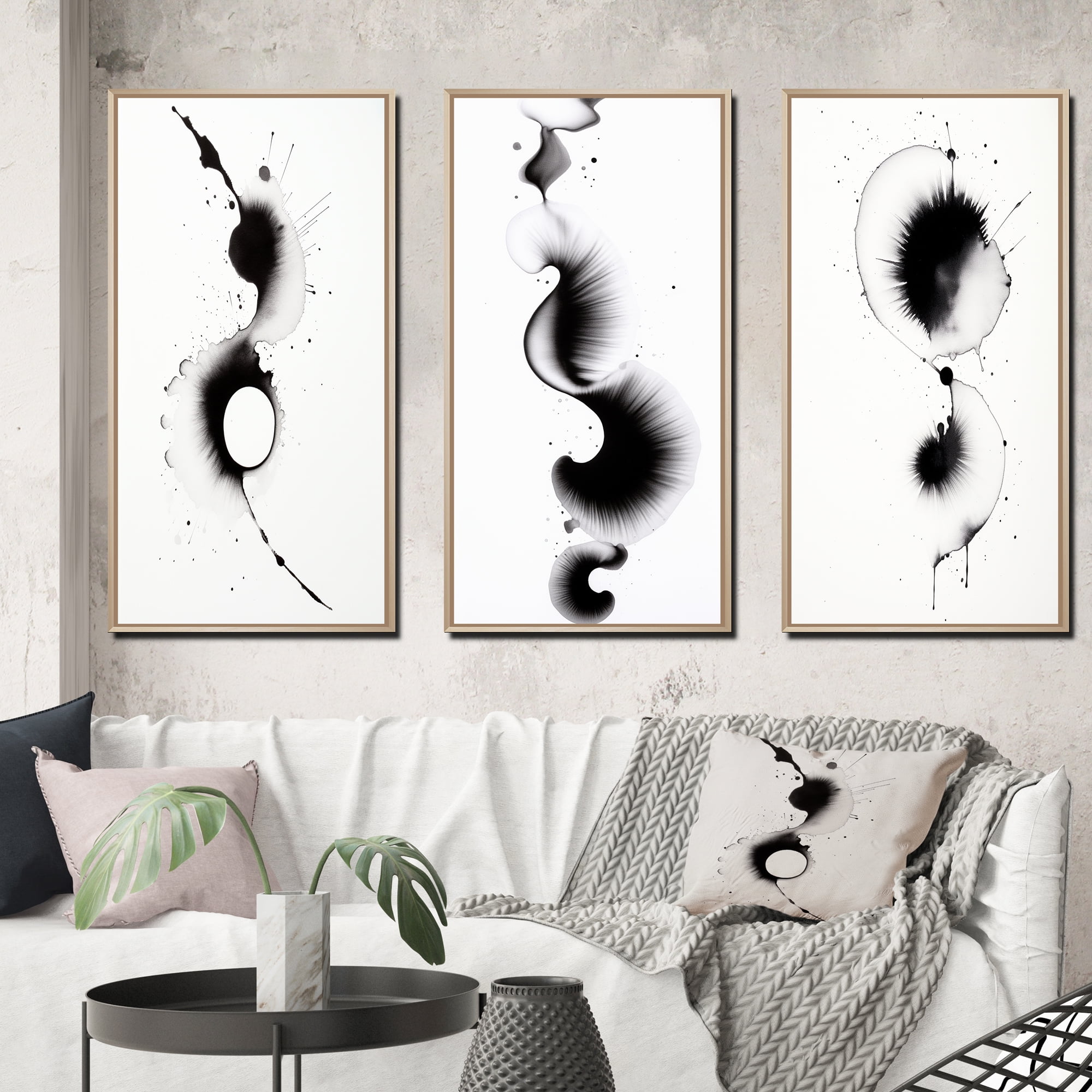 Designart "Monochromatic Symphony Subtle Ink IV" Abstract Painting ...