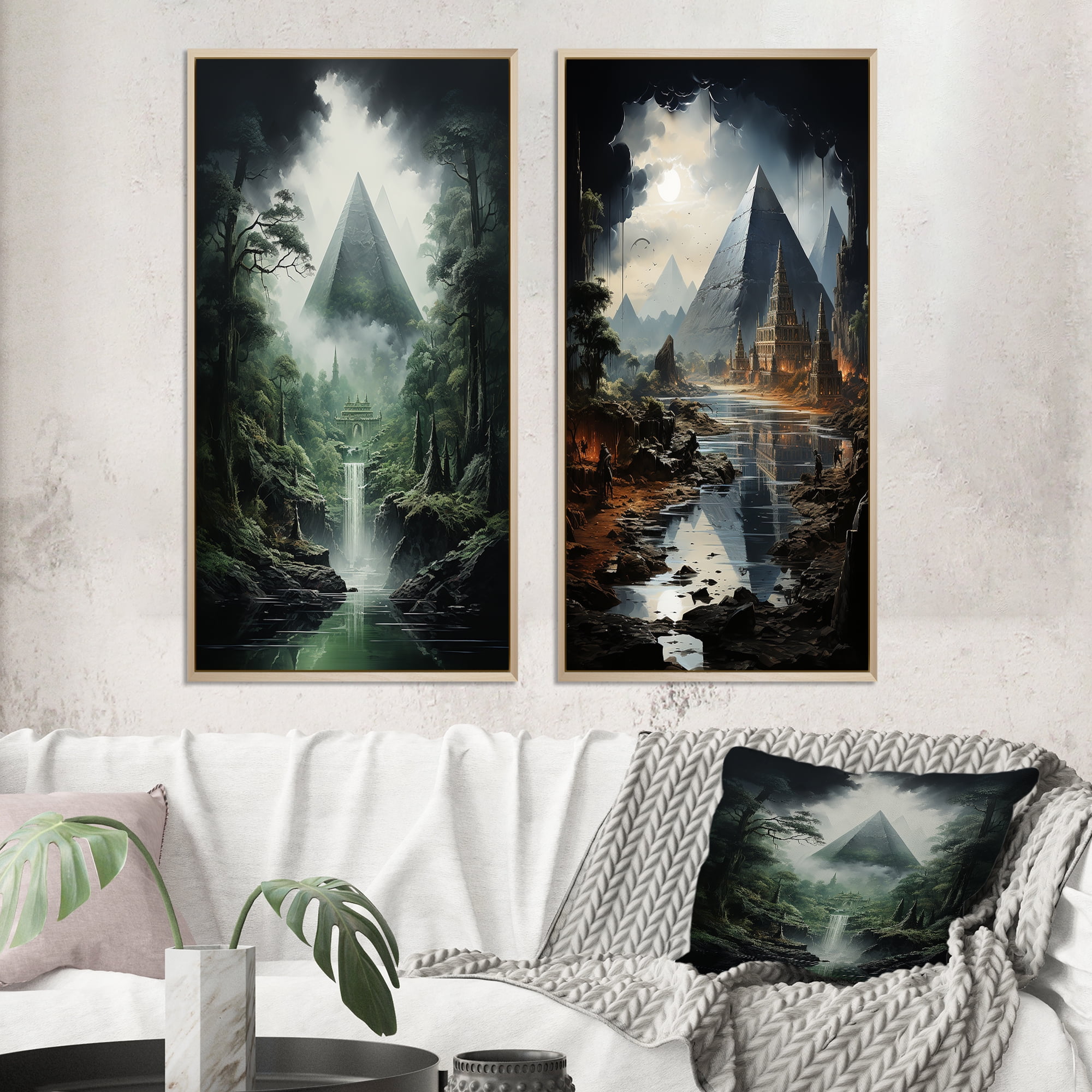 Designart "Monochrome Enigma of the Pyramid" Egypt Framed Wall Art Set ...