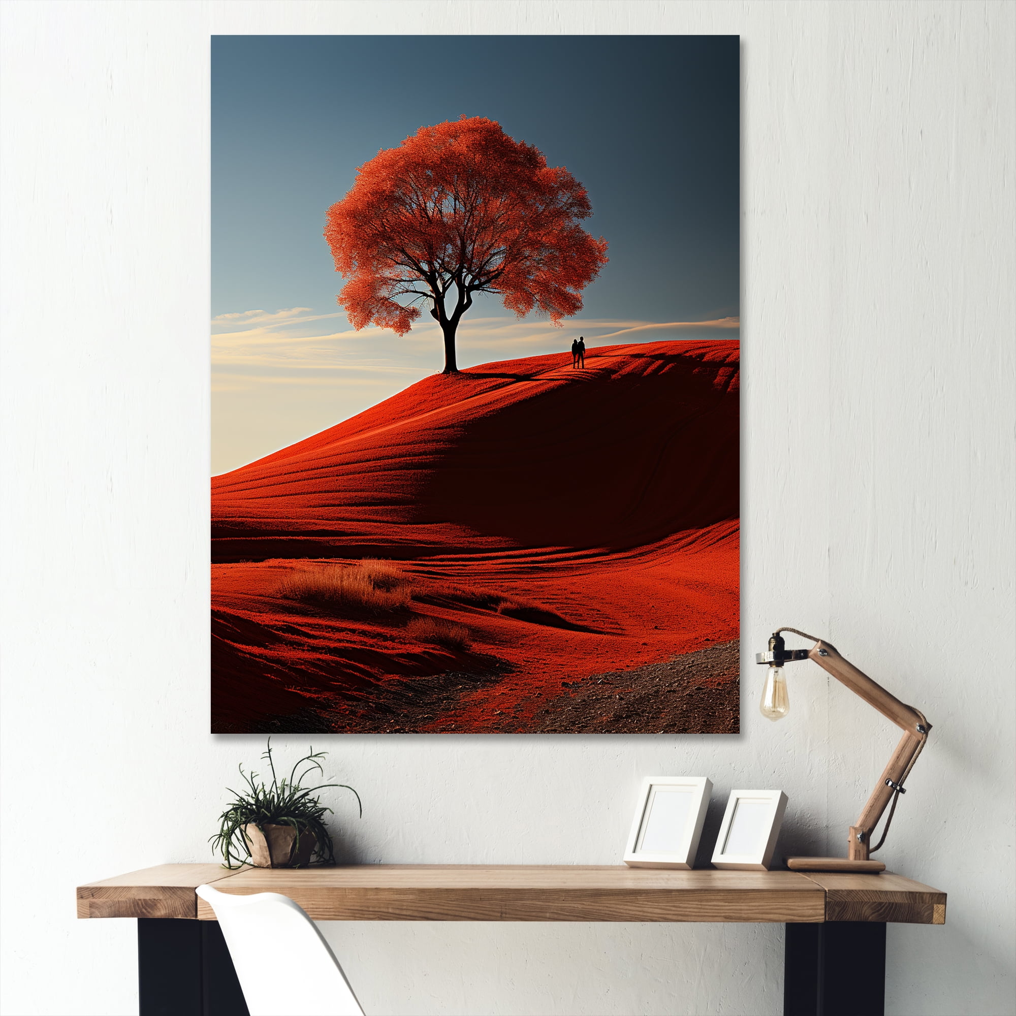 Designart "Monochrome Magic Red Tree Portrait" Cottage Wall Decor ...