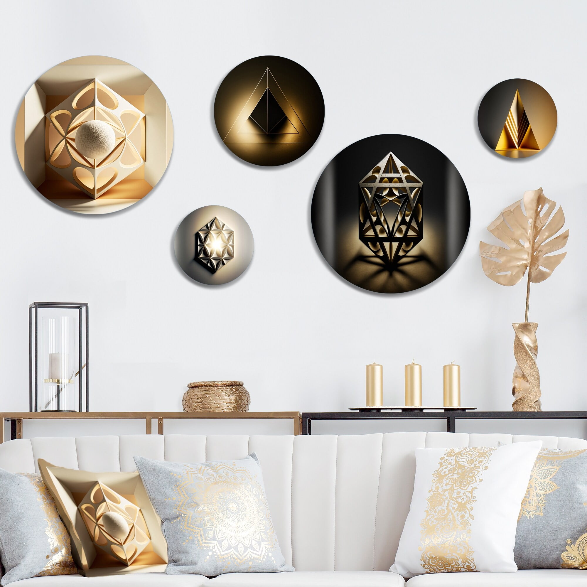 Designart "Monochrome Sacred Geometry I" Modern Midcentury Metal Wall ...