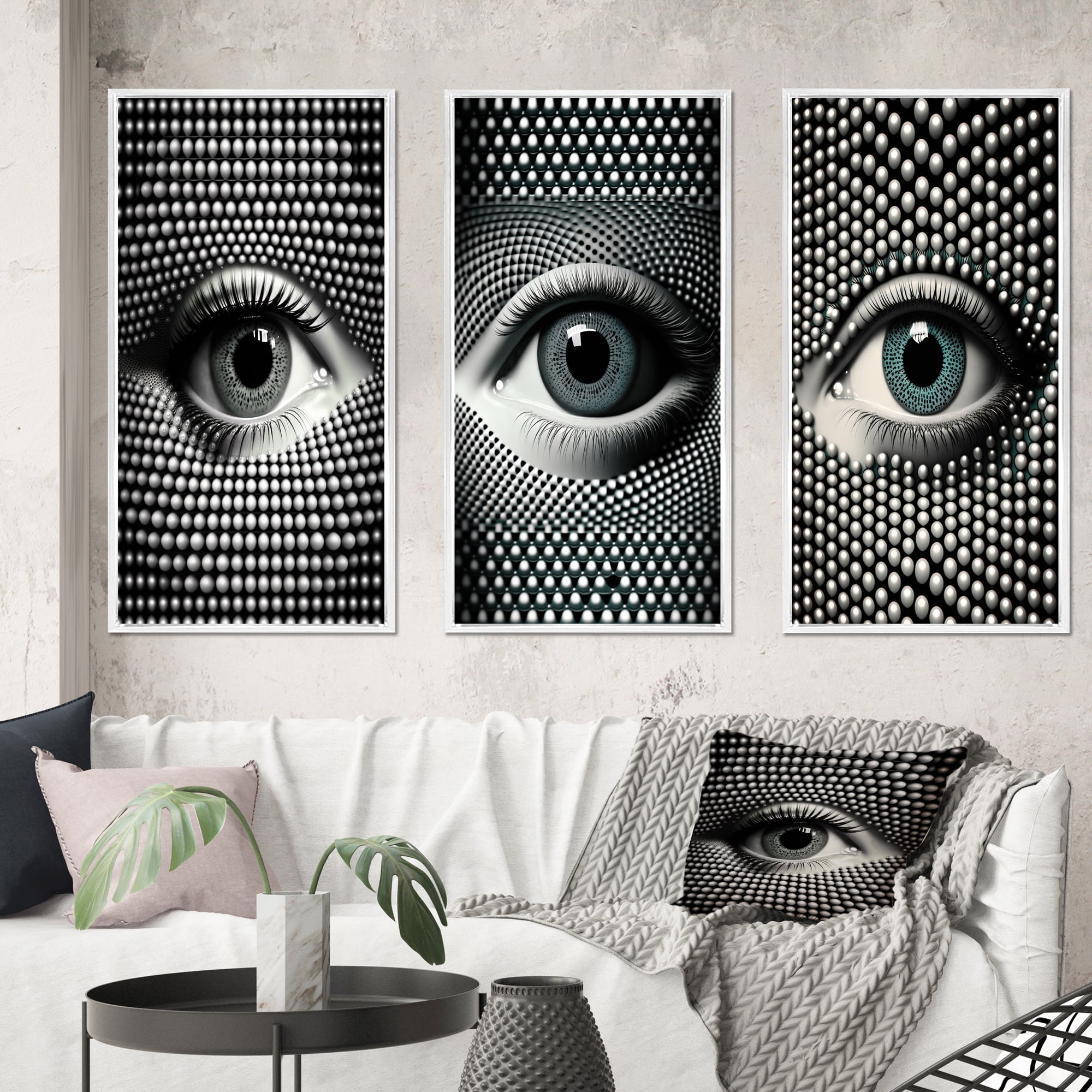 Designart "Monochrome Vision of the Eye I" Modern Geometric Framed Wall ...