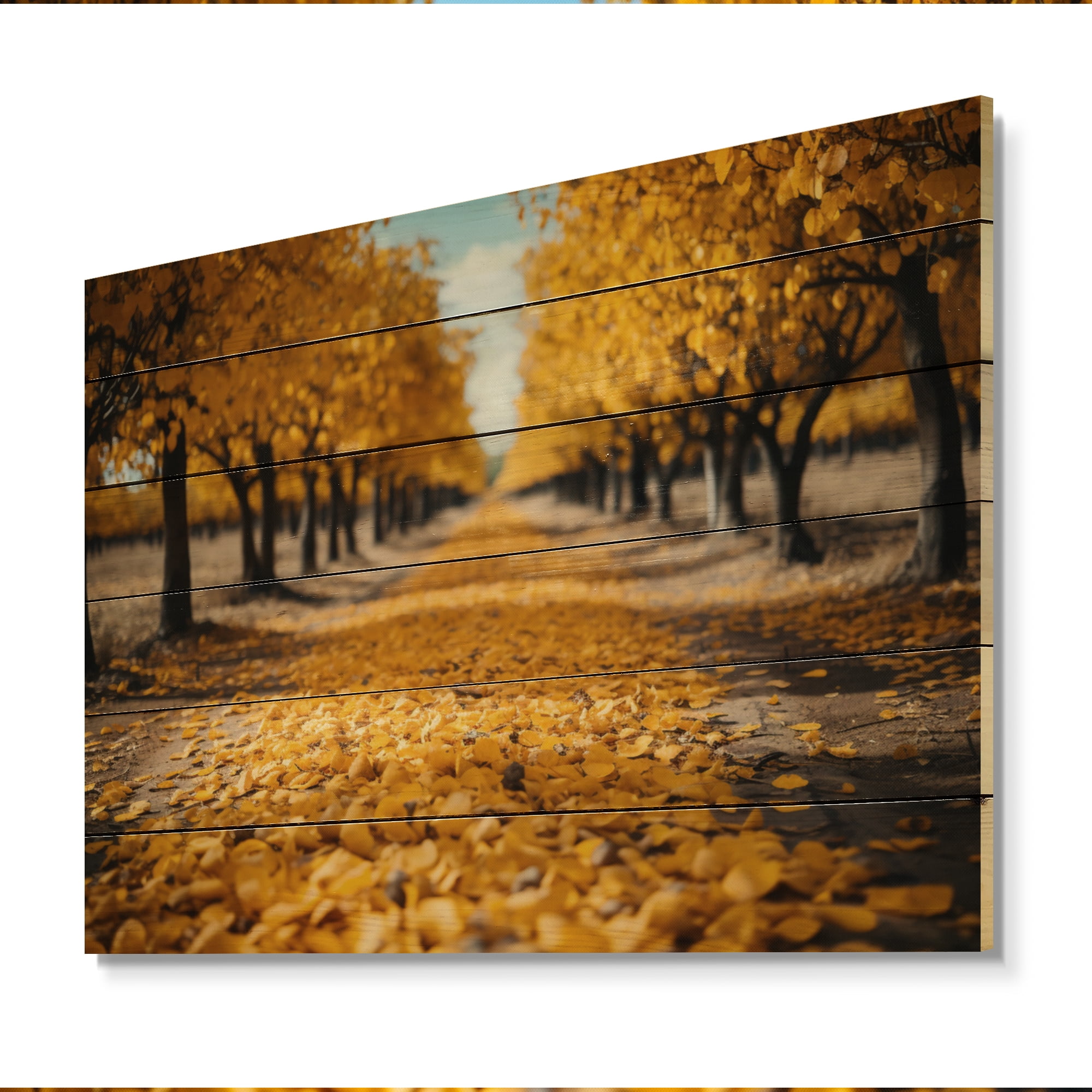 Designart "Monochrome Yellow And Grey Tree Euphony IV" Landscape Trees ...
