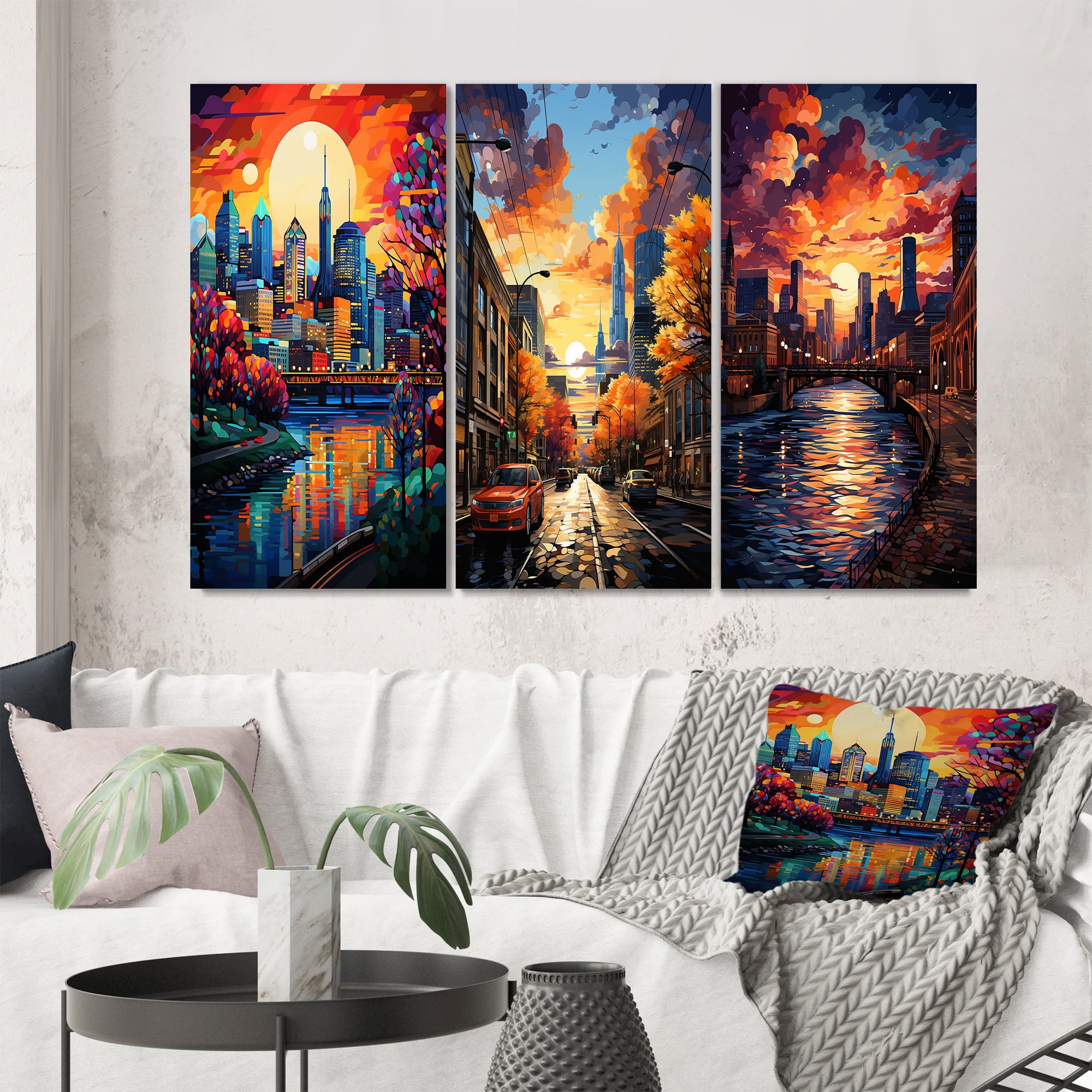 Designart "Montreal Popart Colorful City art painting" Cityscapes Wall ...