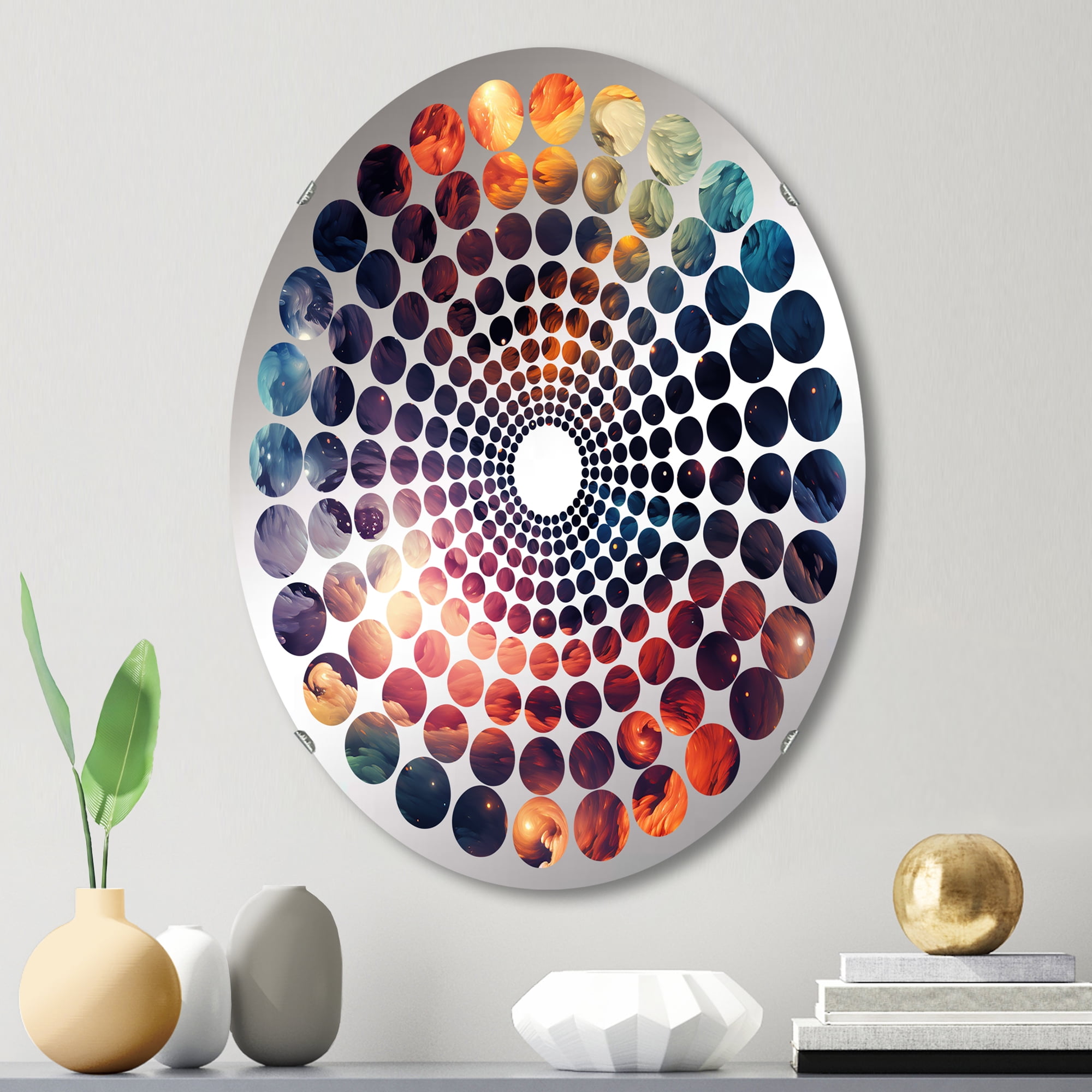 Designart "Moody Cosmic Illusions" Abstract Radial Dot Round Wall ...