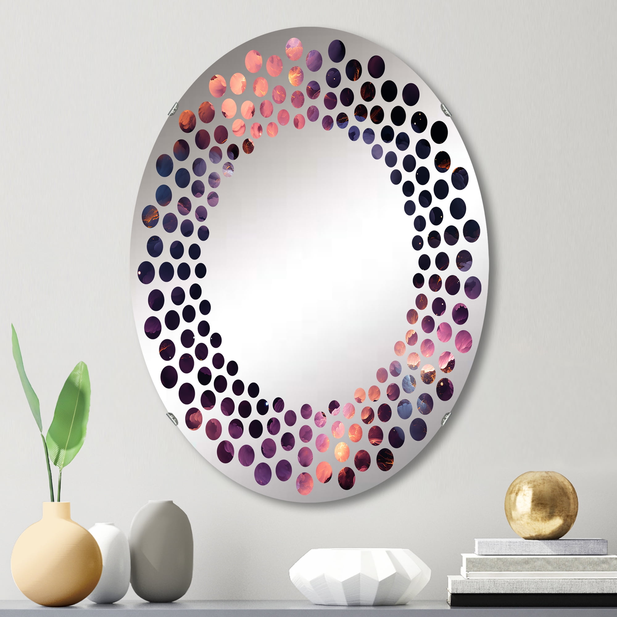 Designart "Moody Enchanted Nebula I" Abstract Polka Dot Round Wall ...