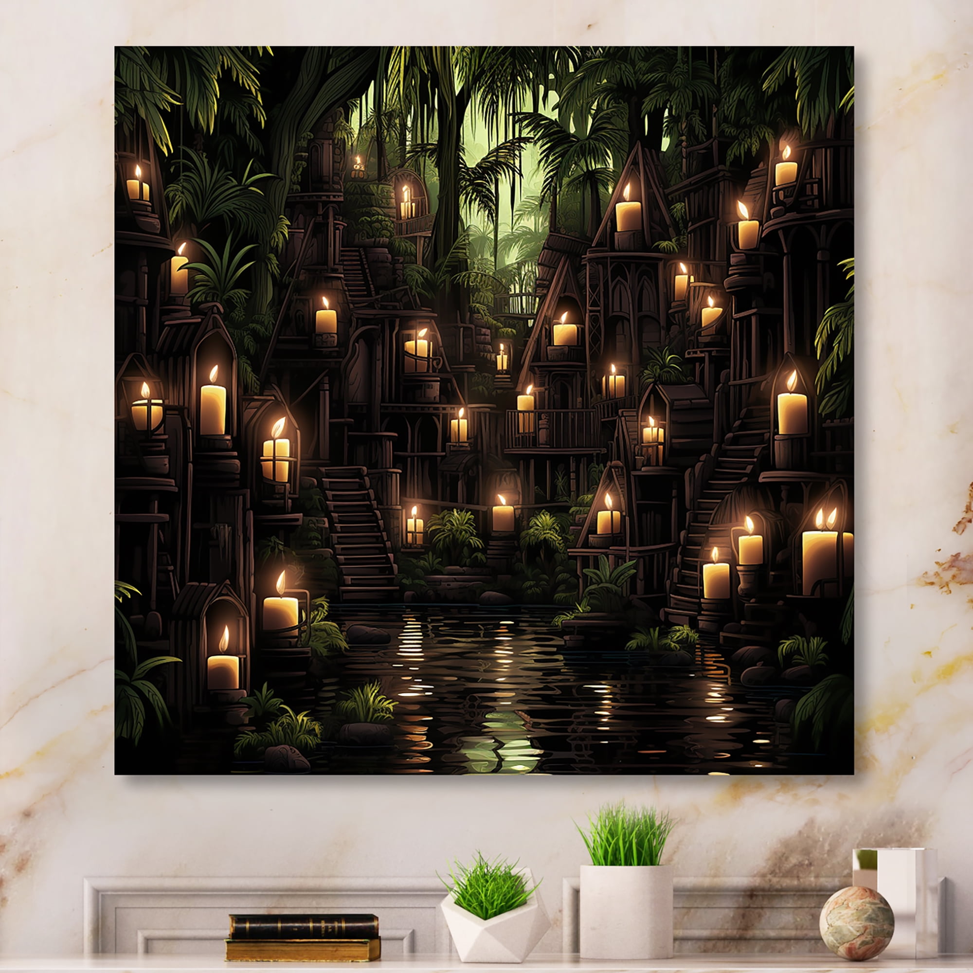 Designart "Moonlit Candle Rituals of Folk Religion" Spiritual Wall Art ...