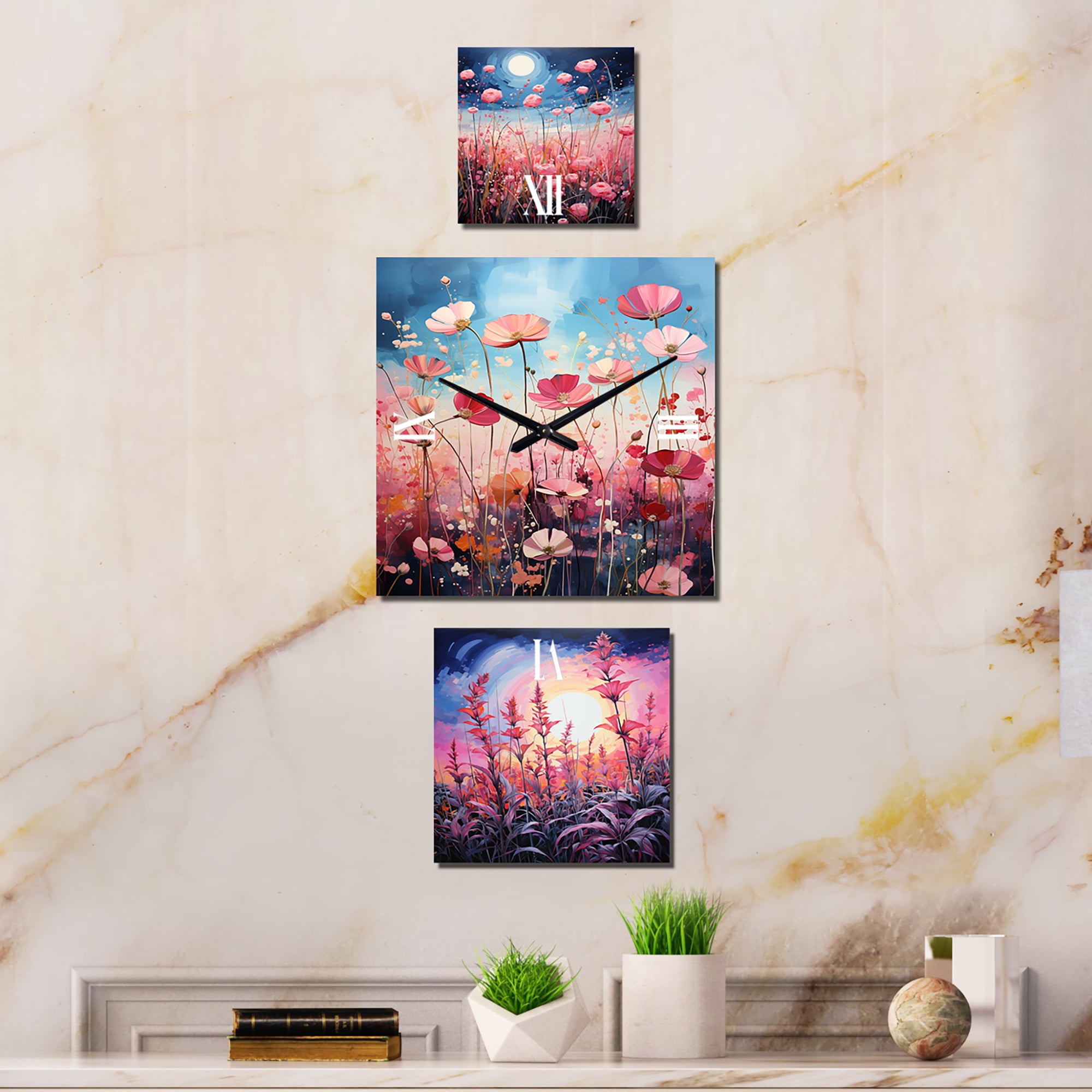 Designart "Moonlit Herbs in Neon Pink" Floral; Country Charm Oversized ...