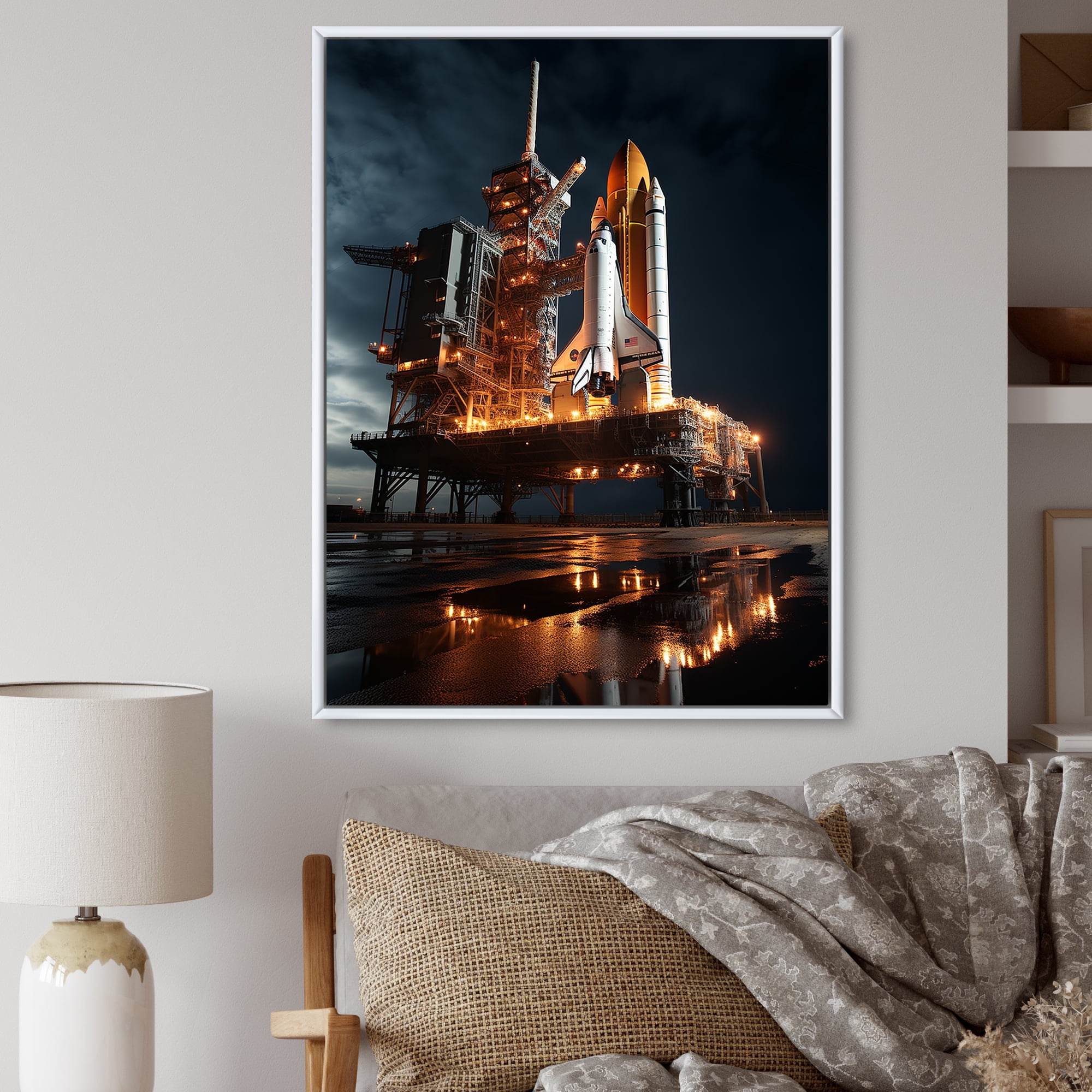 Designart "Moonlit Rendezvous Space Shuttle wall art II" Space Shuttle ...